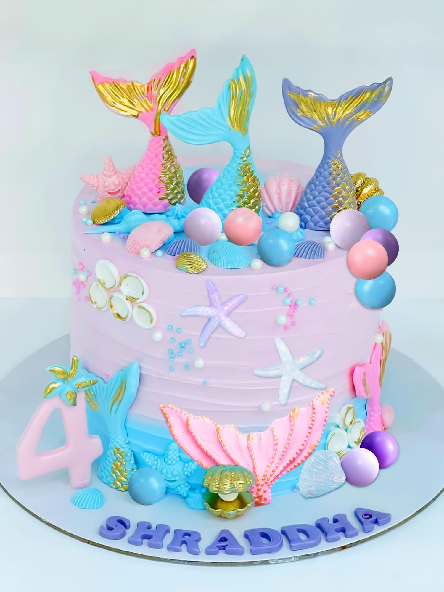 Snapklik.com : Purple Pink Little Mermaid Cake Topper Under The Sea ...