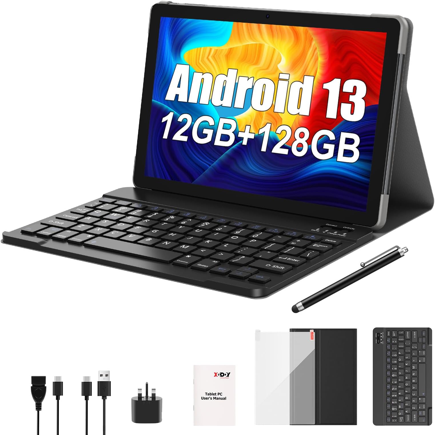 2024 Newest Tablet 10'' Android 13 10GB RAM+64GB ROM (TF 1TB), Octa ...