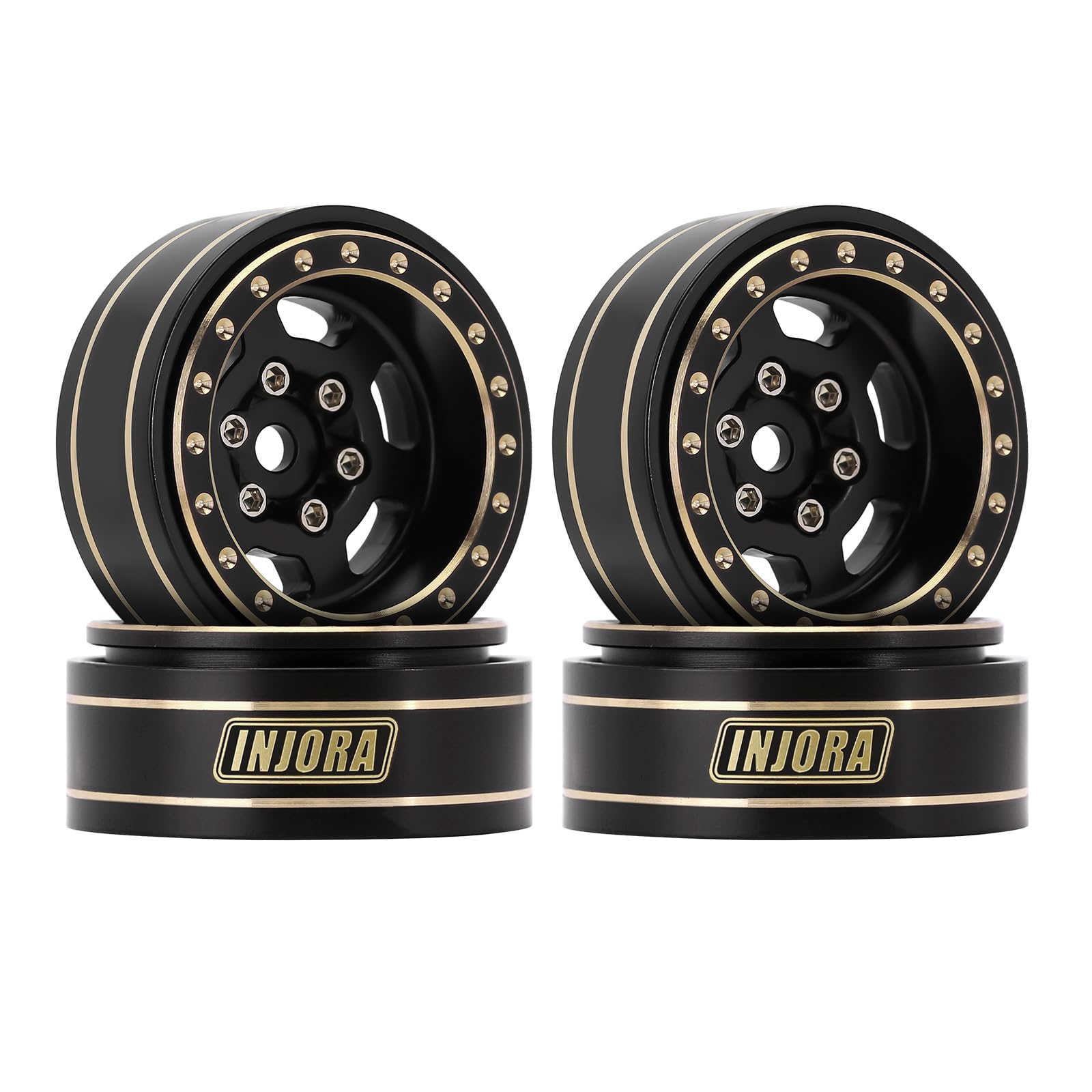 Amazon.com: INJORA 1.0 Plus Brass Beadlock Wheel Rims 43g/pcs 6-Spoke ...