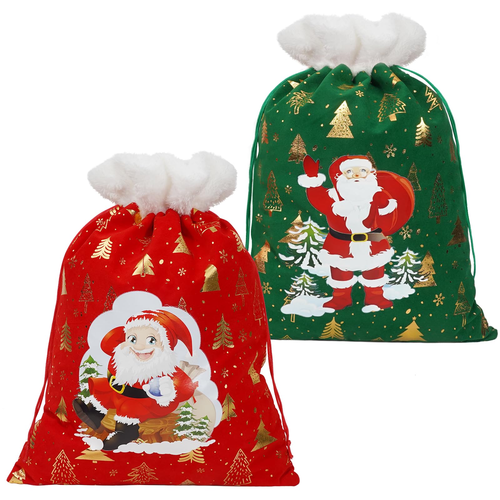 Amazon.com: Jactales Christmas Santa Sack Gift Bags – Medium Size Red ...