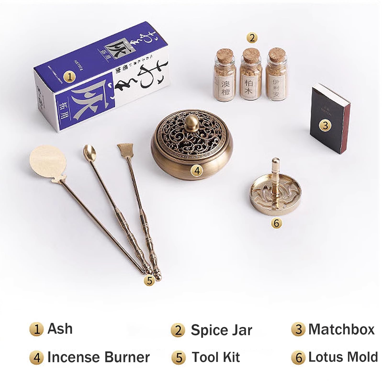 Powder Incense Burner Kit,Chinese Brass Incense Making Kit,Agarwood ...