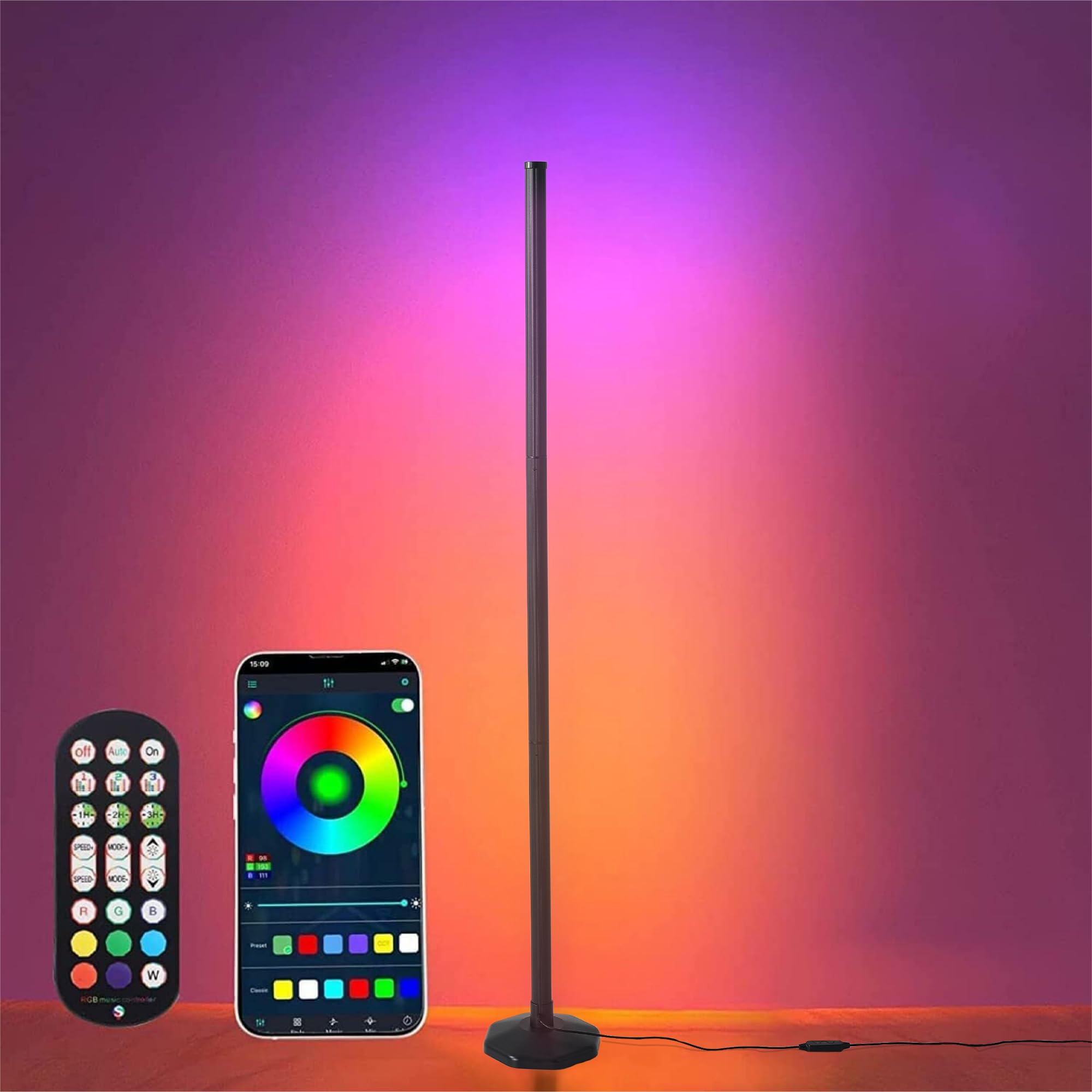 MYSFUL RGB Lamp for Any Room, LED Corner Floor Lamp for Living Room ...