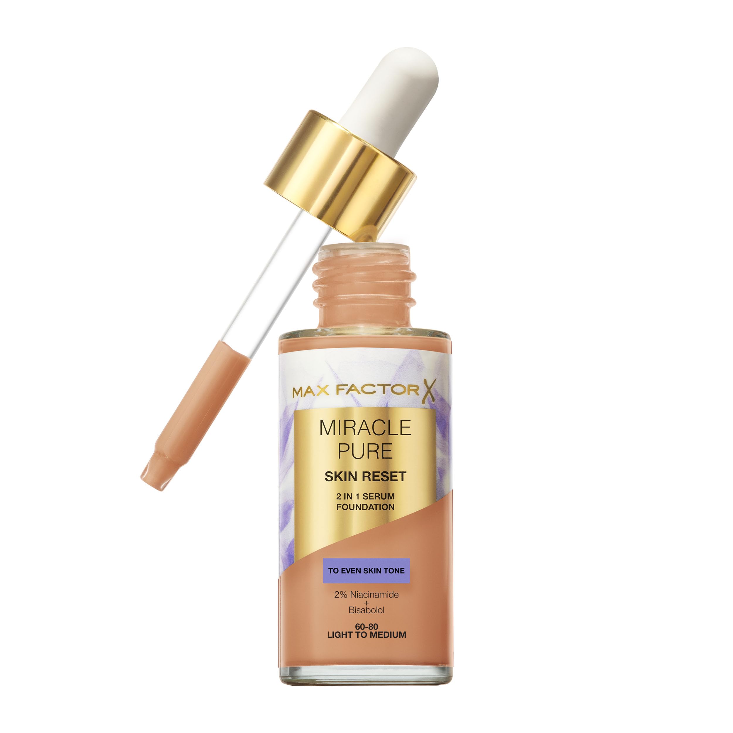 Max Factor Miracle Pure Skin Reset Serum Foundation 60-80 Light to ...
