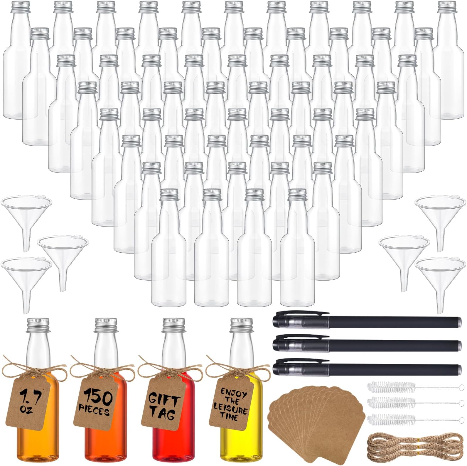 Amazon.com: Mifoci 150 Pack 1.7 oz Mini Liquor Bottles with Cap ...