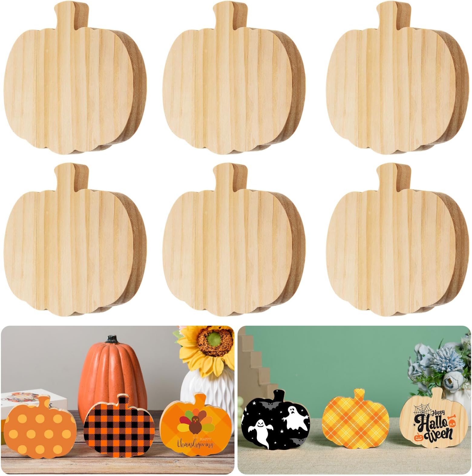 Amazon.com: 12 Pcs Fall Wood Maple Leaf Cutouts Unfinished Leaves Table ...