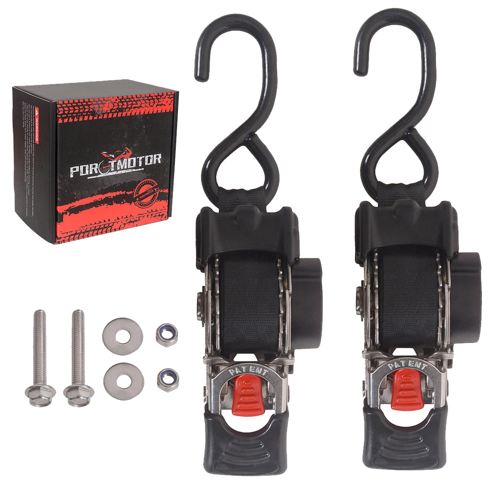 Amazon.com: Porotmotor 2 Pack Bolt-On Retractable Ratchet Straps (1" x6 ...