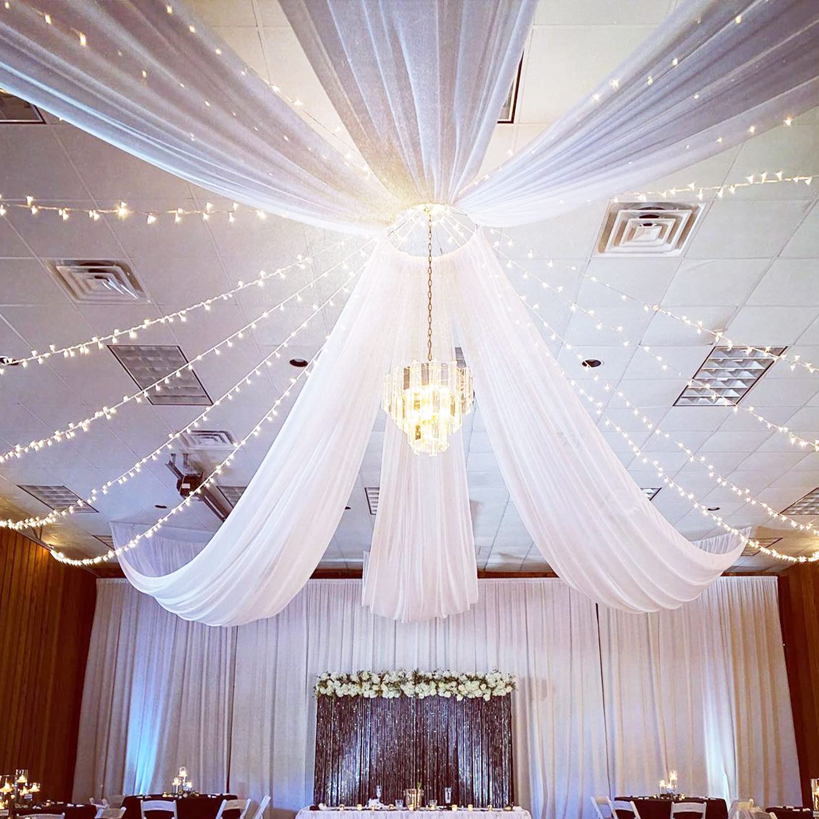 Amazon.com: FUHSY White Ceiling Drapes for Wedding Arch Draping Fabric ...