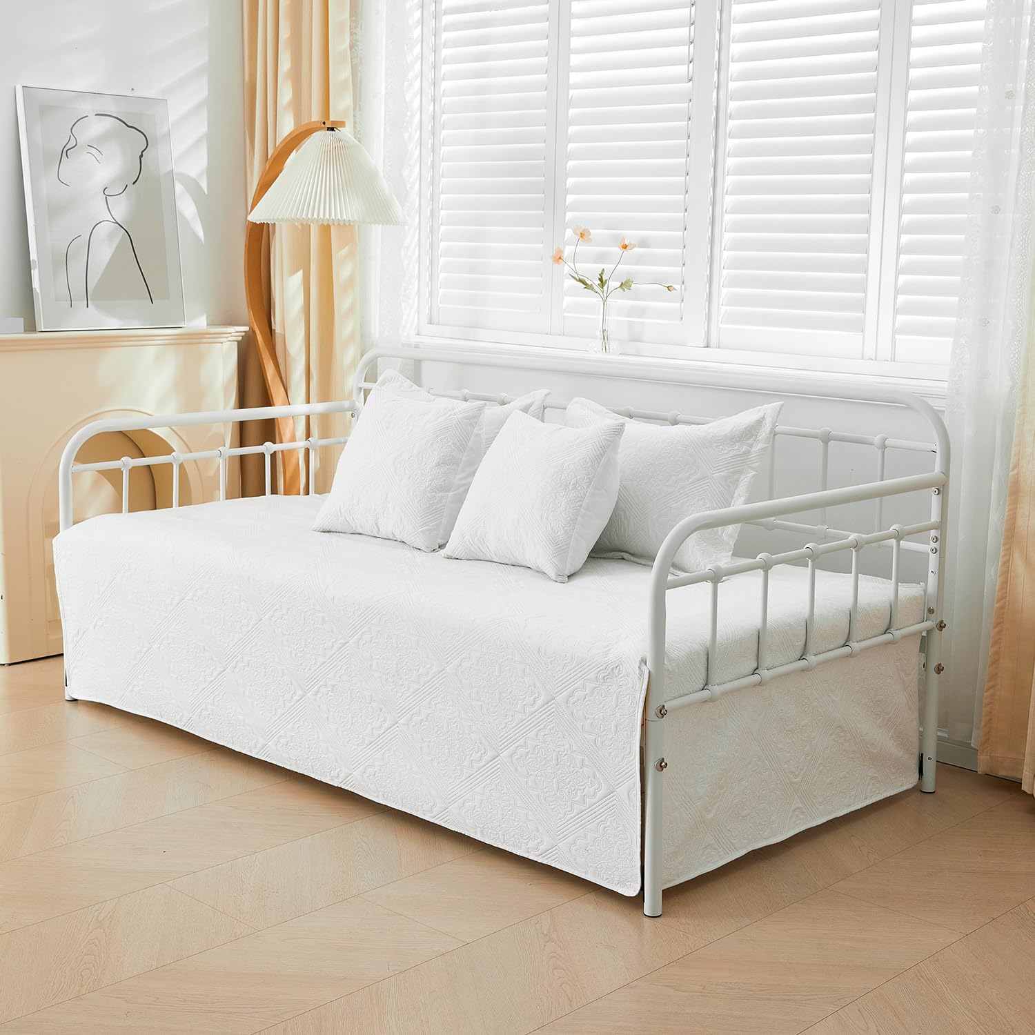 5-Piece Daybed Cover Set White,Twin Cozy Daybed Bedding Sets for All ...