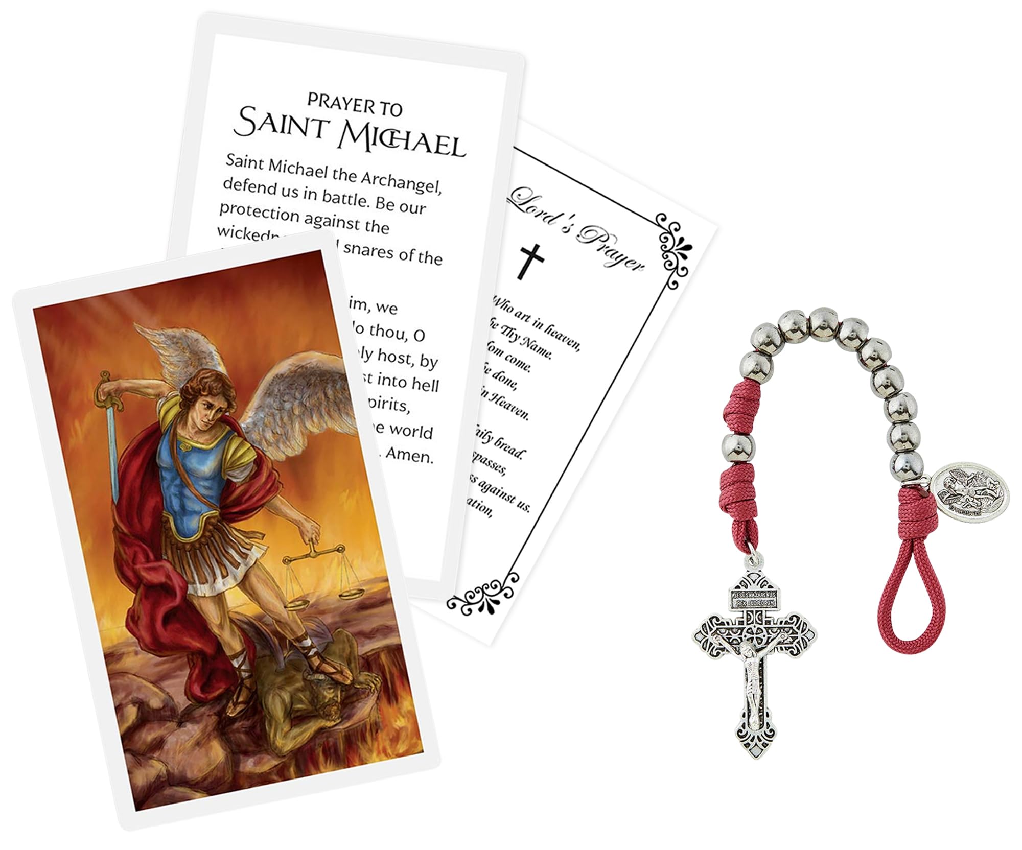 St Michael Pocket Rosary - Laminated St Michael Prayer Card, The Lord's ...
