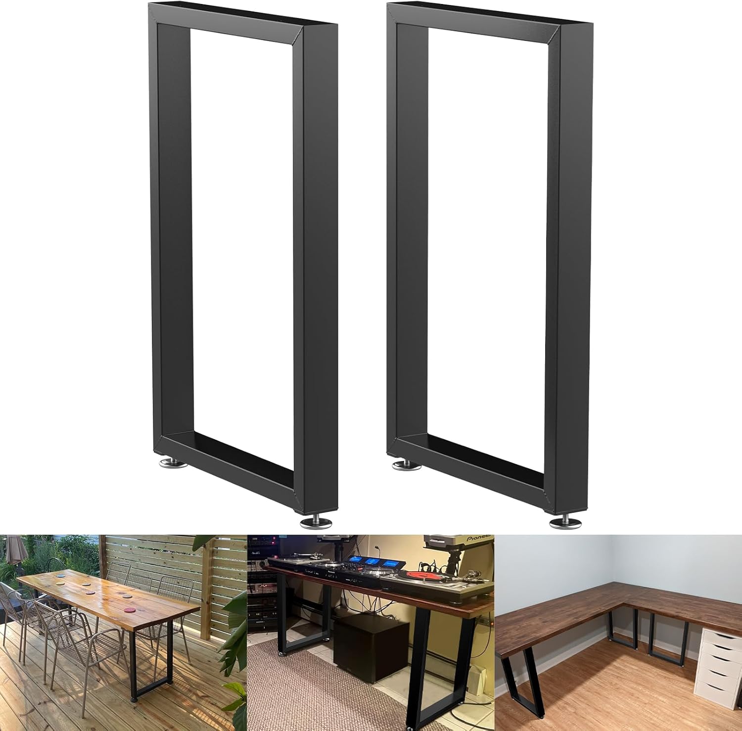Amazon.com: 28 Inch Heavy Duty Black Steel Metal Square Table Legs ...