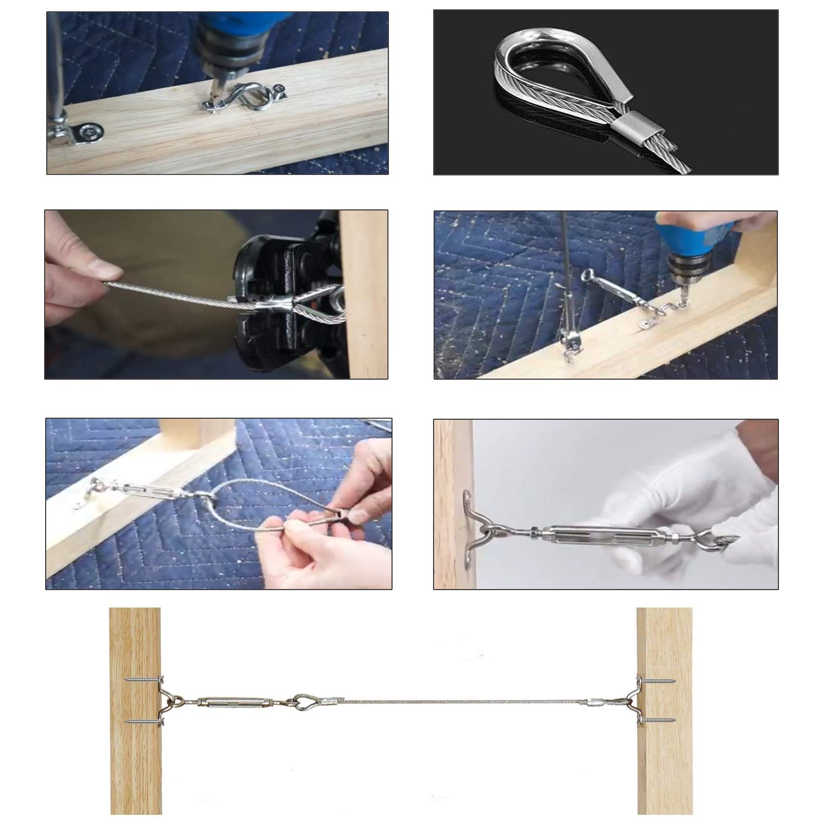 Buy 1/8" Cable Railing Kit, Dyna-Living 20Pcs Heavy Duty Stainless ...