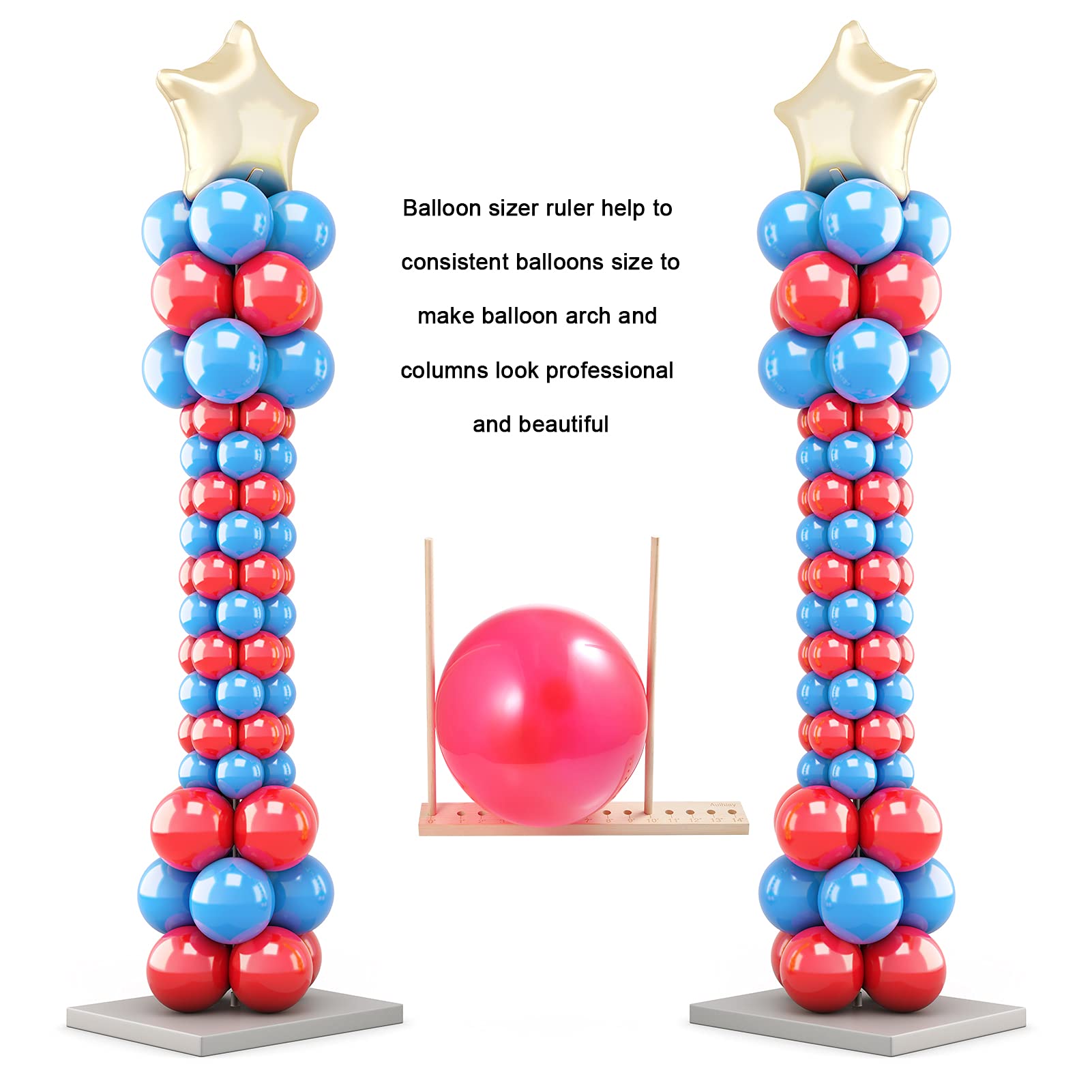 Snapklik.com : Auihiay 14 Sizes Adjustable Wood Balloon Sizer Ruler ...