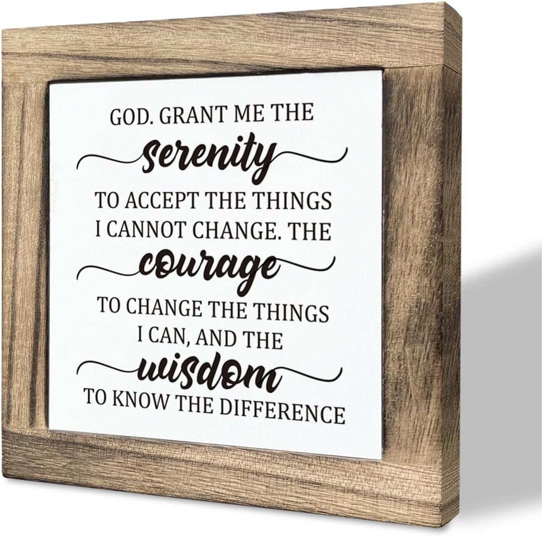 Amazon.com: Serenity Prayer Sign Ceramic Table Plaque With Wooden Stand ...