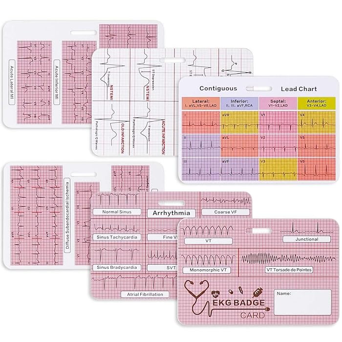 Buy Lisol EKG Badge Cards - Nurse EKG Leads Badge Buddy Nursing ECG ...