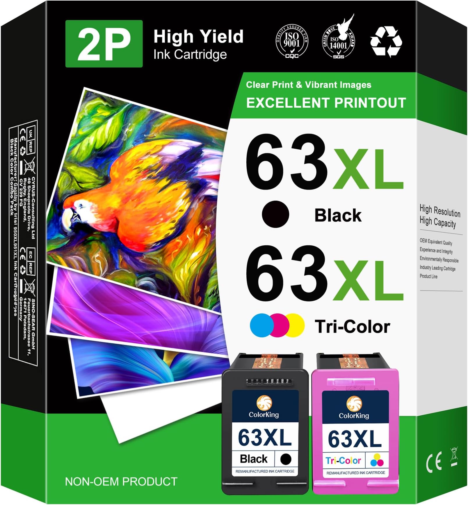 Amazon.com: ColorKing 63XL Ink Cartridges Black and Color Compatible ...