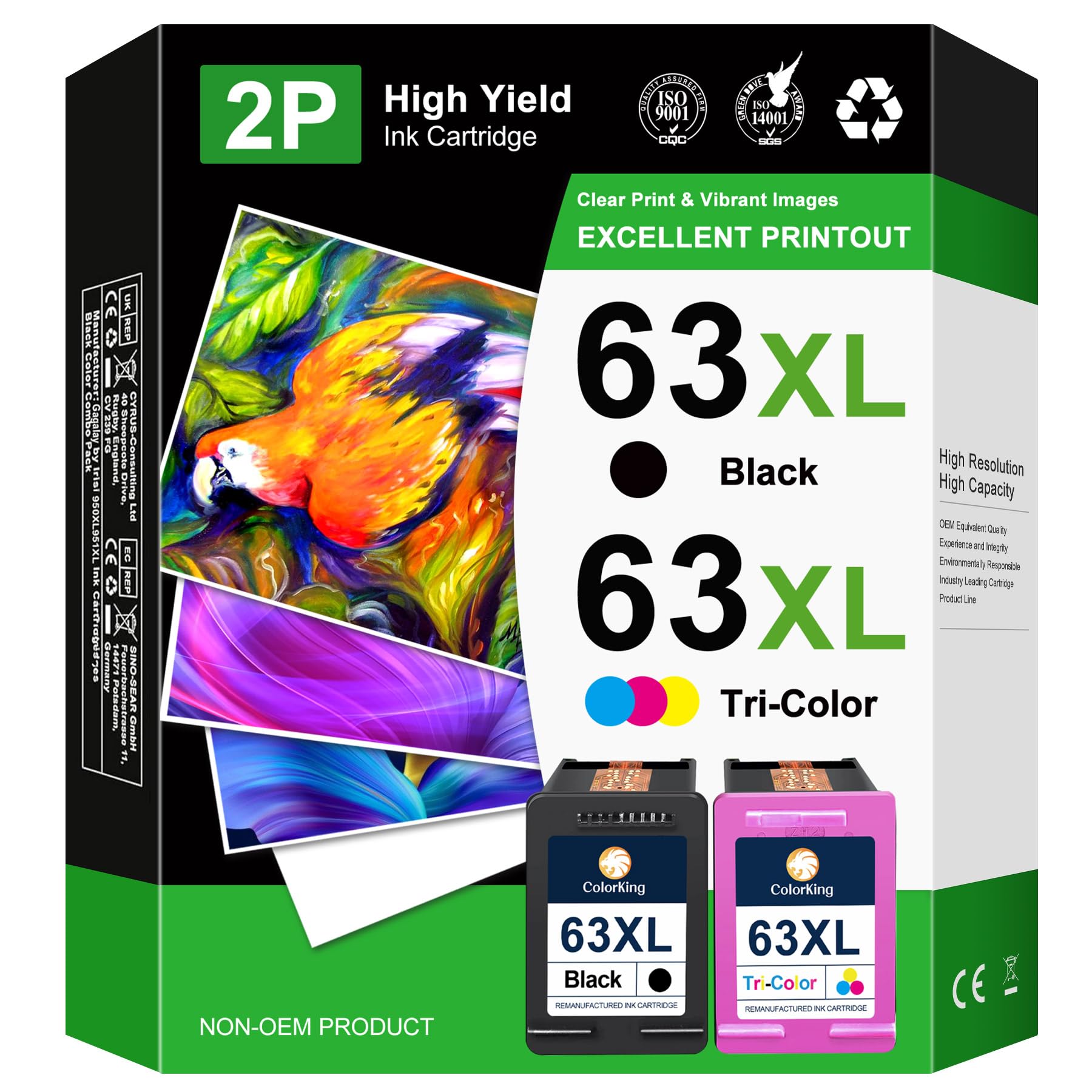 Amazon.com: ColorKing 63XL Ink Cartridges Black and Color Compatible ...