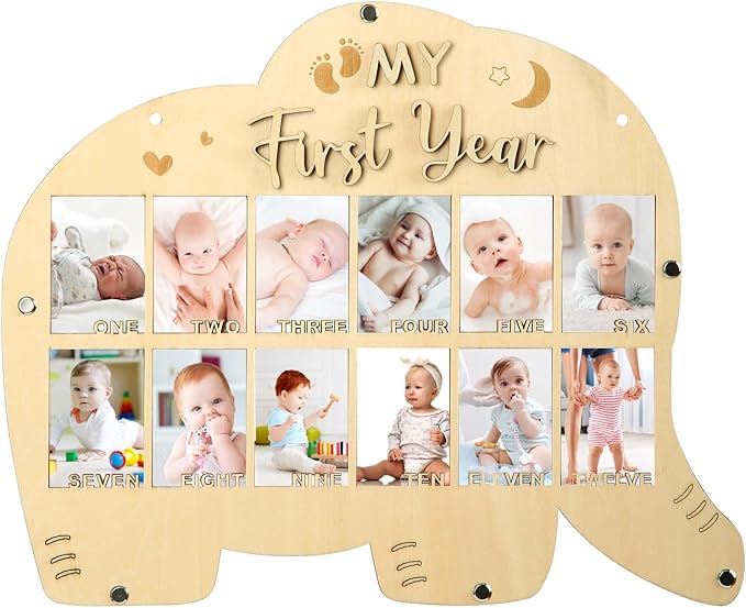 Amazon.com: My First Year Picture Frame,One Year Of Photo Board, Baby's ...