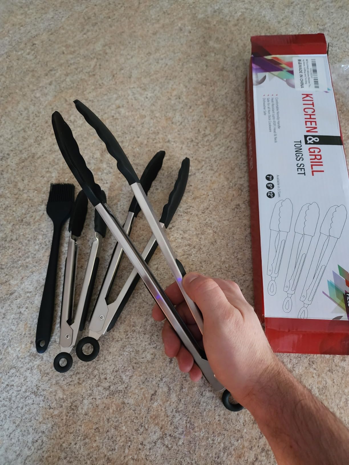 BETA SPACE Silicone Kitchen Tongs(3 Pack), 7/9/12 inches Cooking Tongs ...