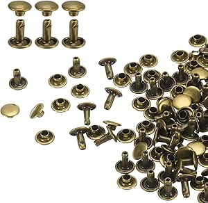 Amazon.com: HARFINGTON 60 Sets Double Cap Leather Rivets, 8x8mm Round ...