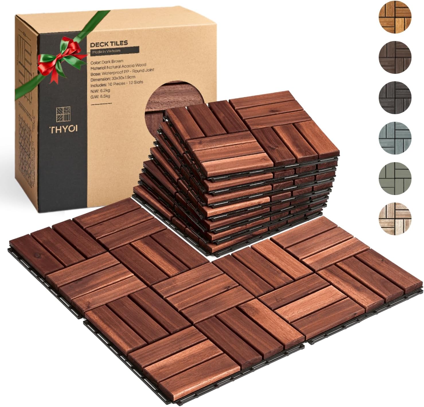 Interlocking Deck Tiles X Slat 8 Pack - Snap Together Wood Flooring ...