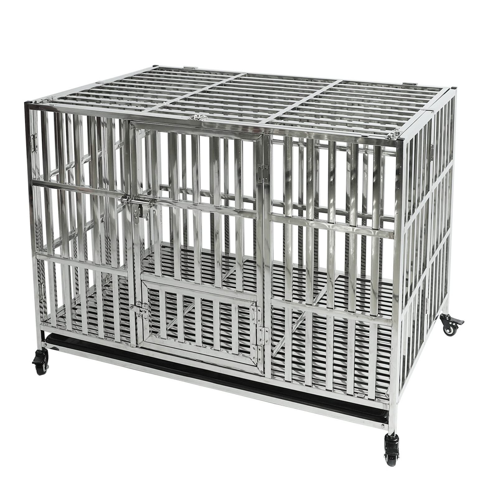 Amazon.com : FarLargo 47" Stackable Stainless Steel Dog Crate Heavy ...