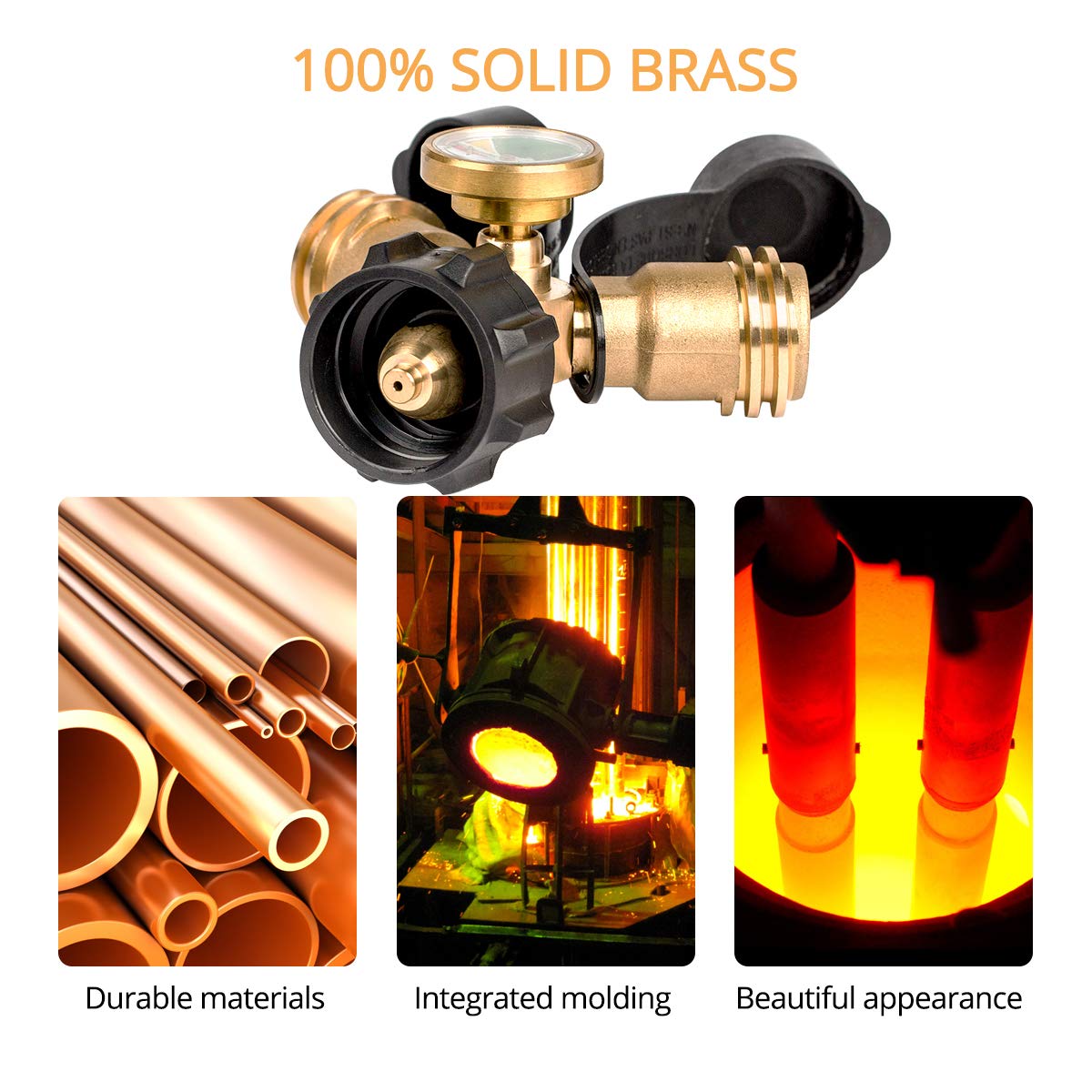 GASLAND Propane Tank Gauge, 2 Way Propane Tank Splitter Adapter with ...