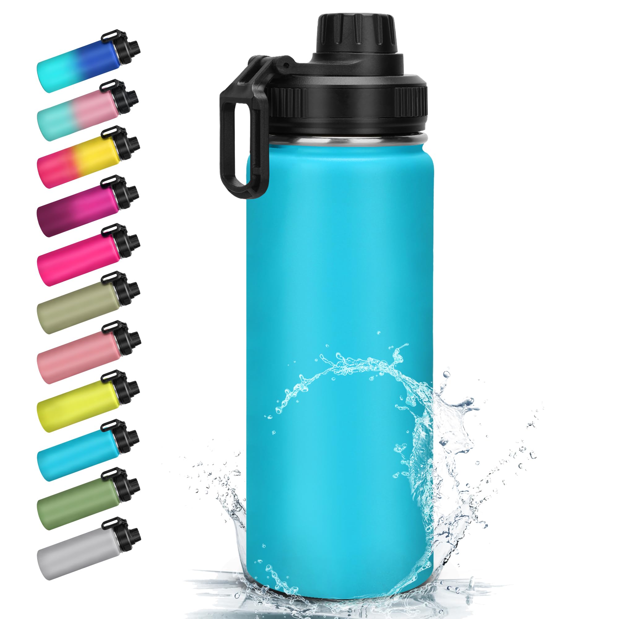 Amazon.com: Milifox 18 oz Stainless Steel Water Bottles with Spout Lid ...