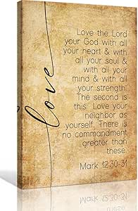 Amazon.com: Mark 12 30-31 Bible Quote Wall Art Scriptureposters Poster ...