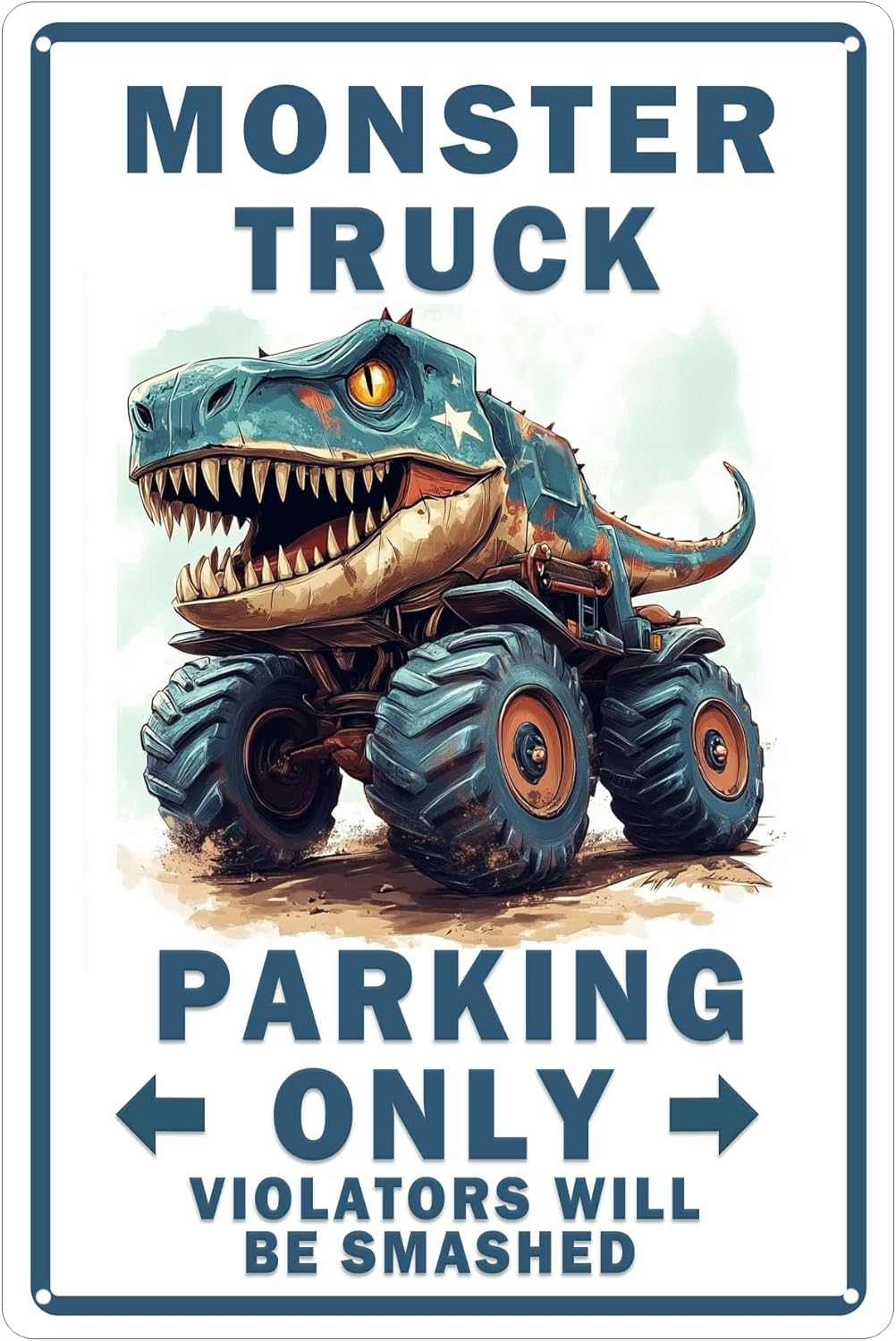 Amazon.com: Funny Boys Room Decor Monster Truck Parking Only Metal Tin ...