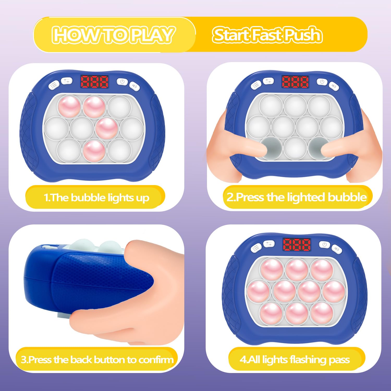 Snapklik.com : Intoypad 2 Pack Quick Push Pop Game For Kids, Handheld ...