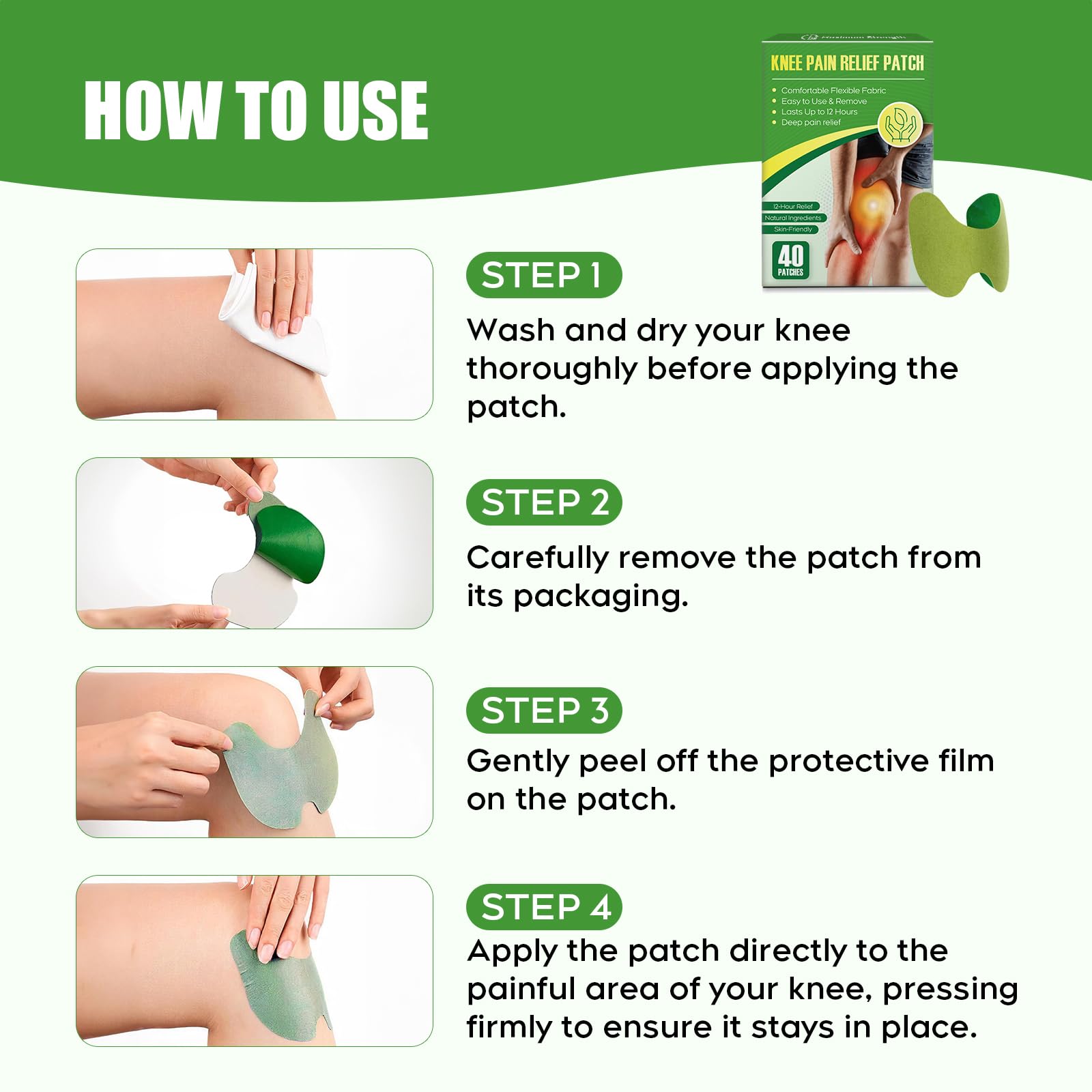 Snapklik.com : 40PCS Knee Pain Relief Patches, Natural Wormwood Extract Patches For Knees, Fast ...