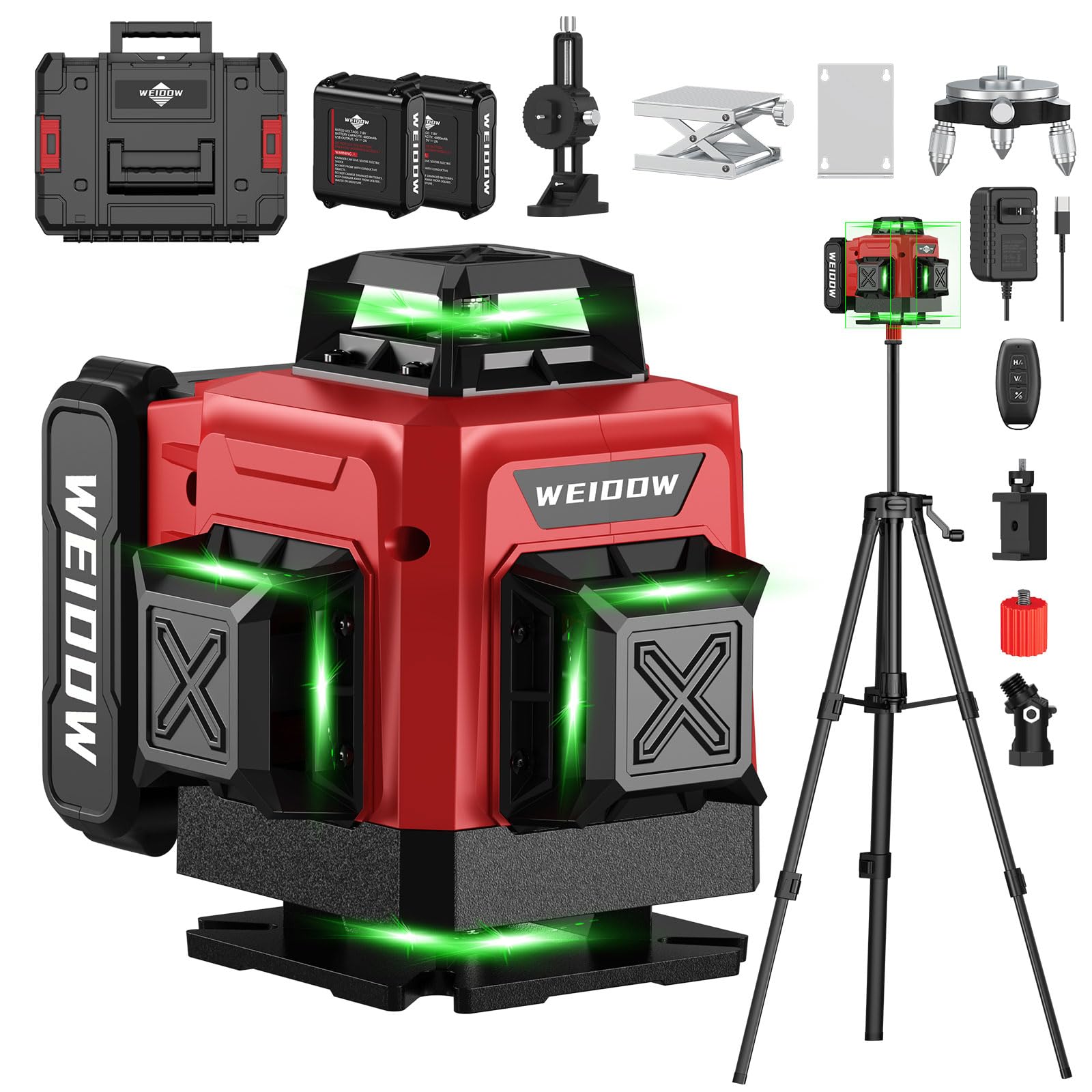 Laser Level 360 Self Leveling with Tripod,WEIDDW 4D Lazer Level,4x360 ...