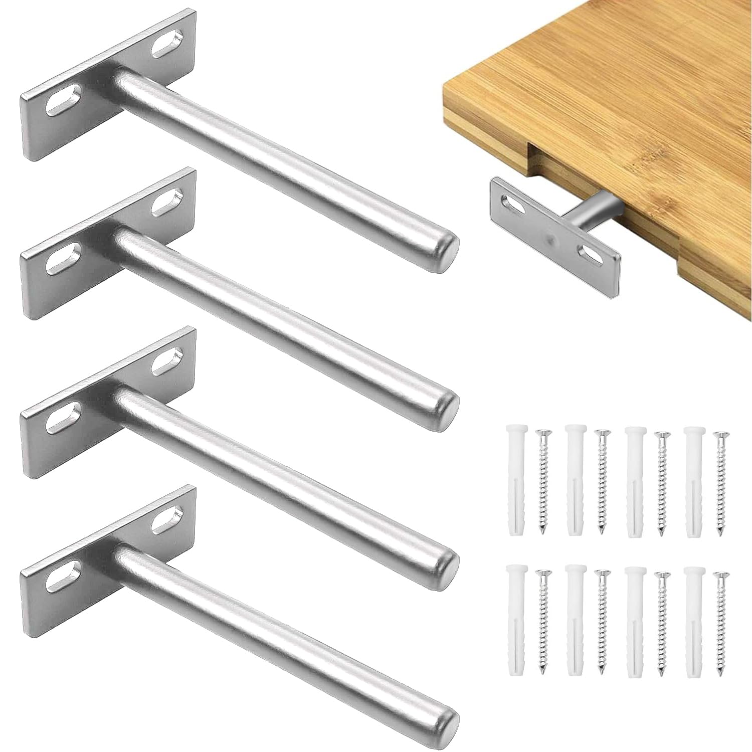 YEYIT 4 Pcs Floating Shelf Brackets, 4 Inch Solid Steel Hidden Blind ...