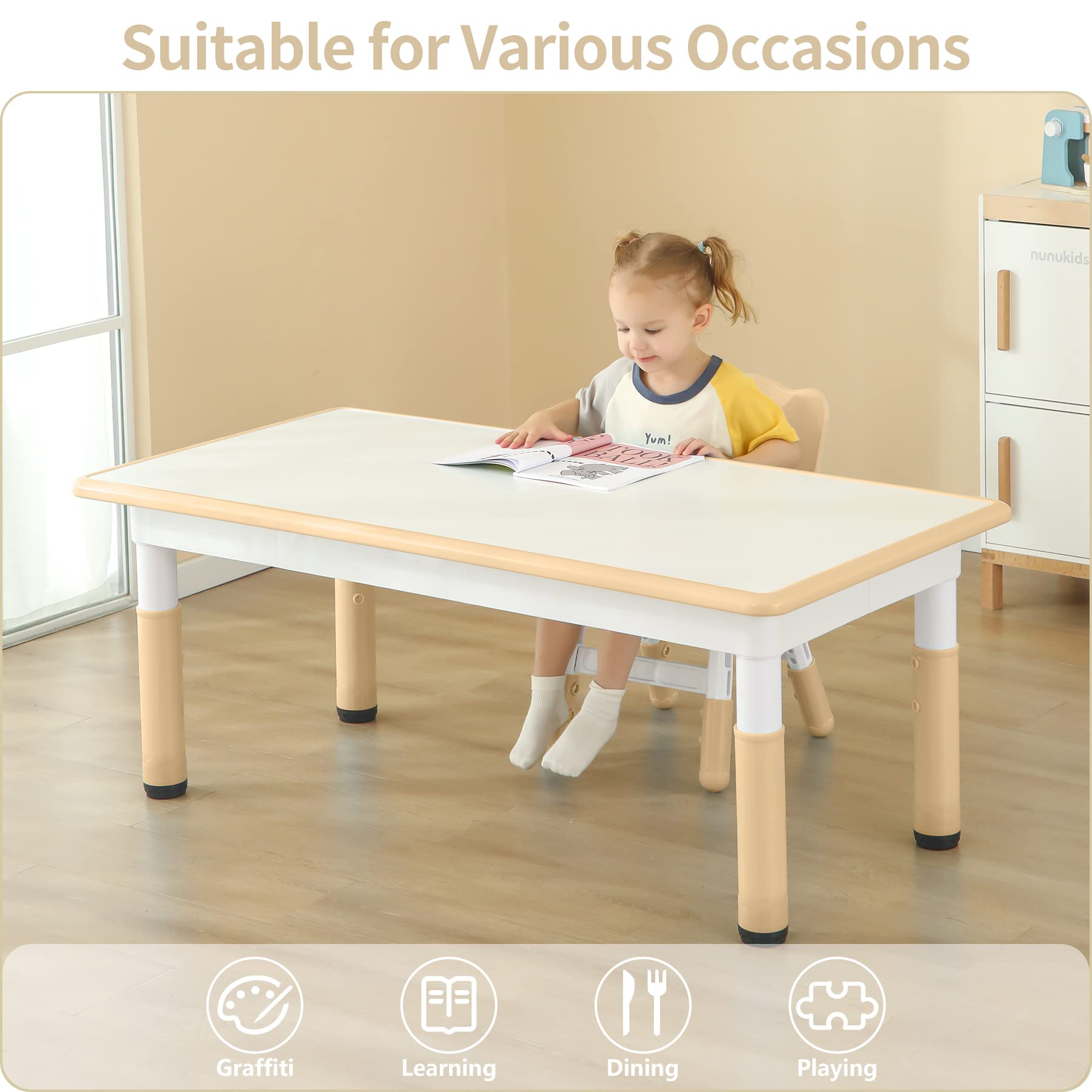 CuFun Kids Table and 4 Chairs Set, Children Study Table and Dining ...