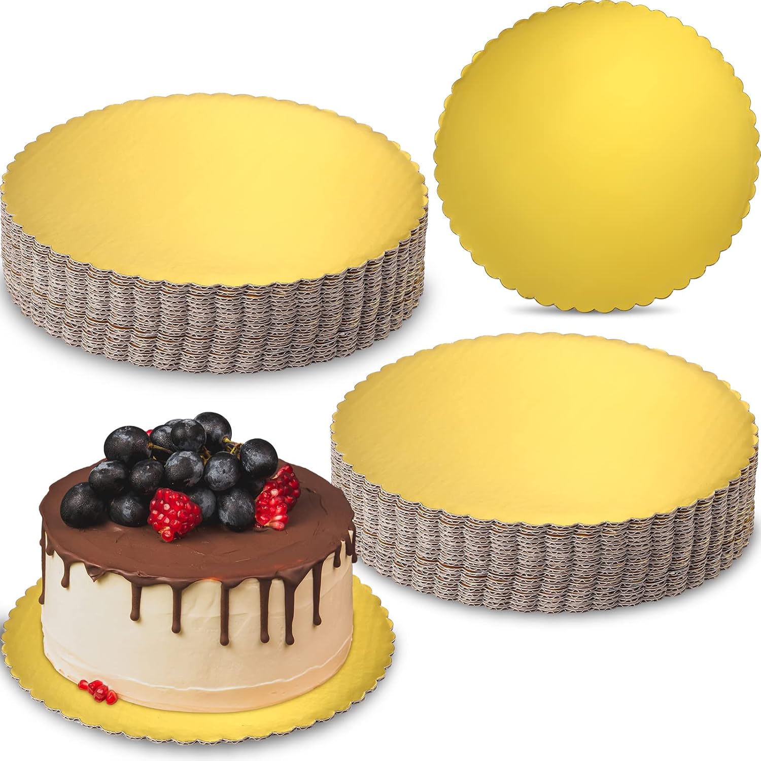 Amazon.com: Nuenen 50 Pack 10 inch Gold Cake Boards Cardboard Cake ...
