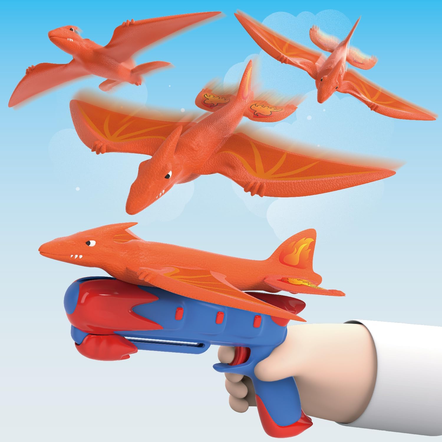 Amazon.com: Kiztoys 3Pack Dinosaur Airplane Launcher Toys: Kids Foam ...