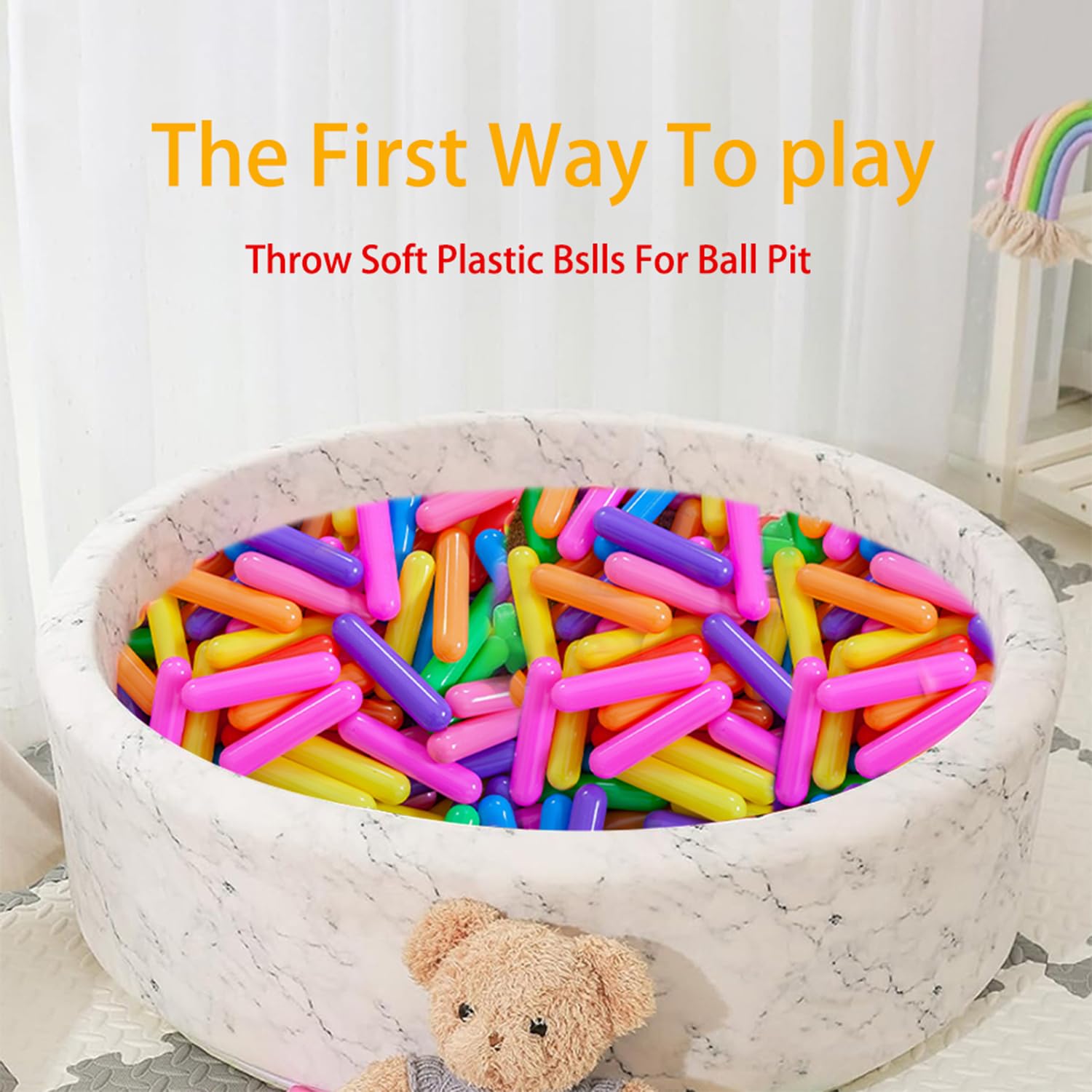Snapklik.com : FXMHEHBB 50 Pieces Ball Pit Balls, 5 Inches Long Thick ...