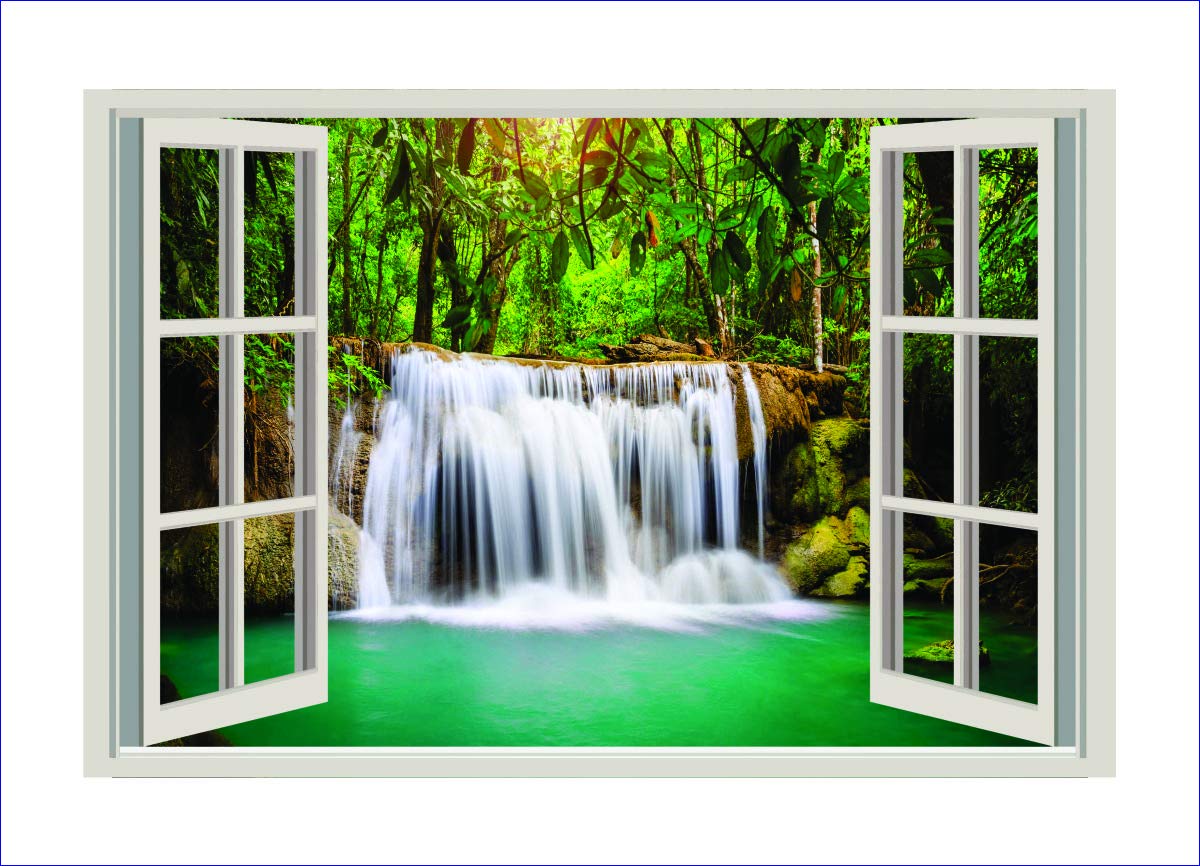 DECOR PRODUCTION Vinyl 3D Window Wall Sticker, 90 x 60 cm, Multicolour ...