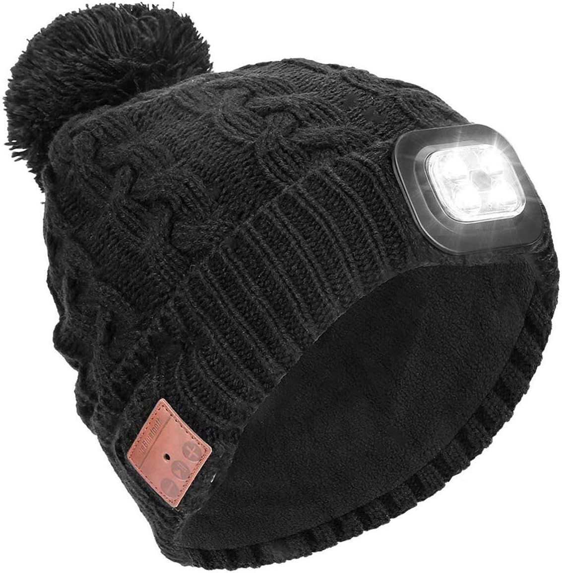 Powcan Gorro Bluetooth con Linterna LED, V5.0 Inalámbricos Sombrero ...
