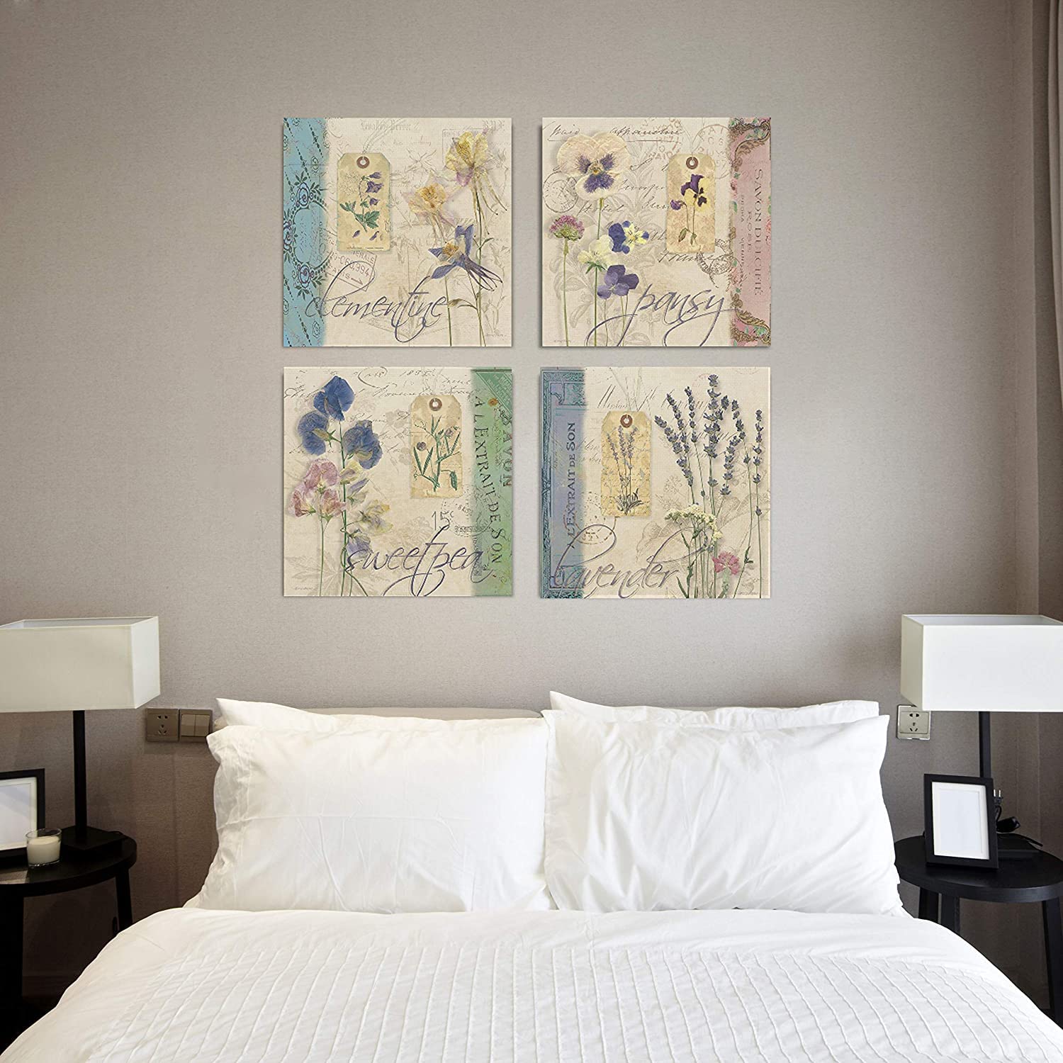 Snapklik.com : Canvas Wall Art, 4 Panels Set 12x12 Inches Each Framed ...