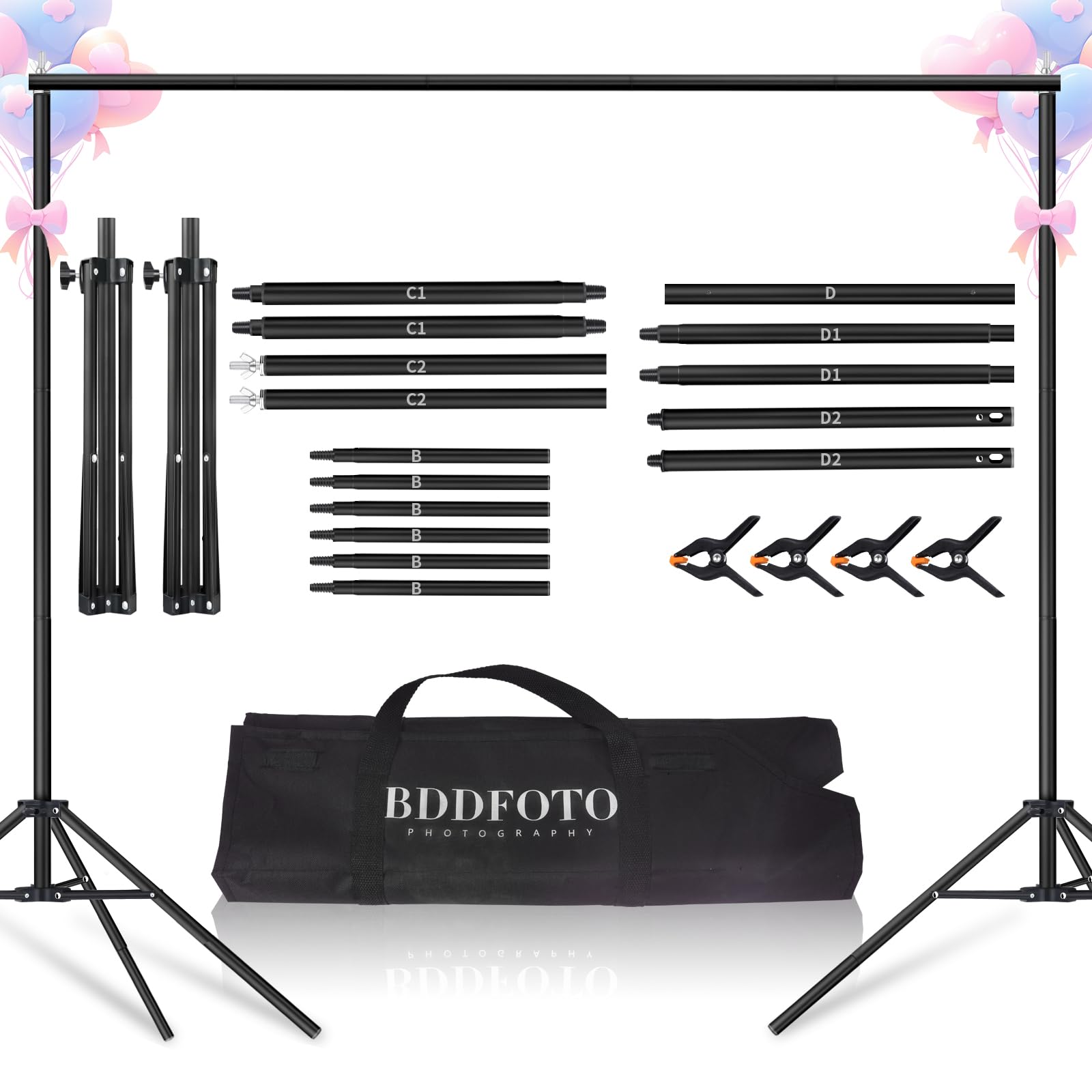 NEW Upgraded Backdrop Stand 6.5x10FT/2x3M,BDDFOTO Photo Background ...