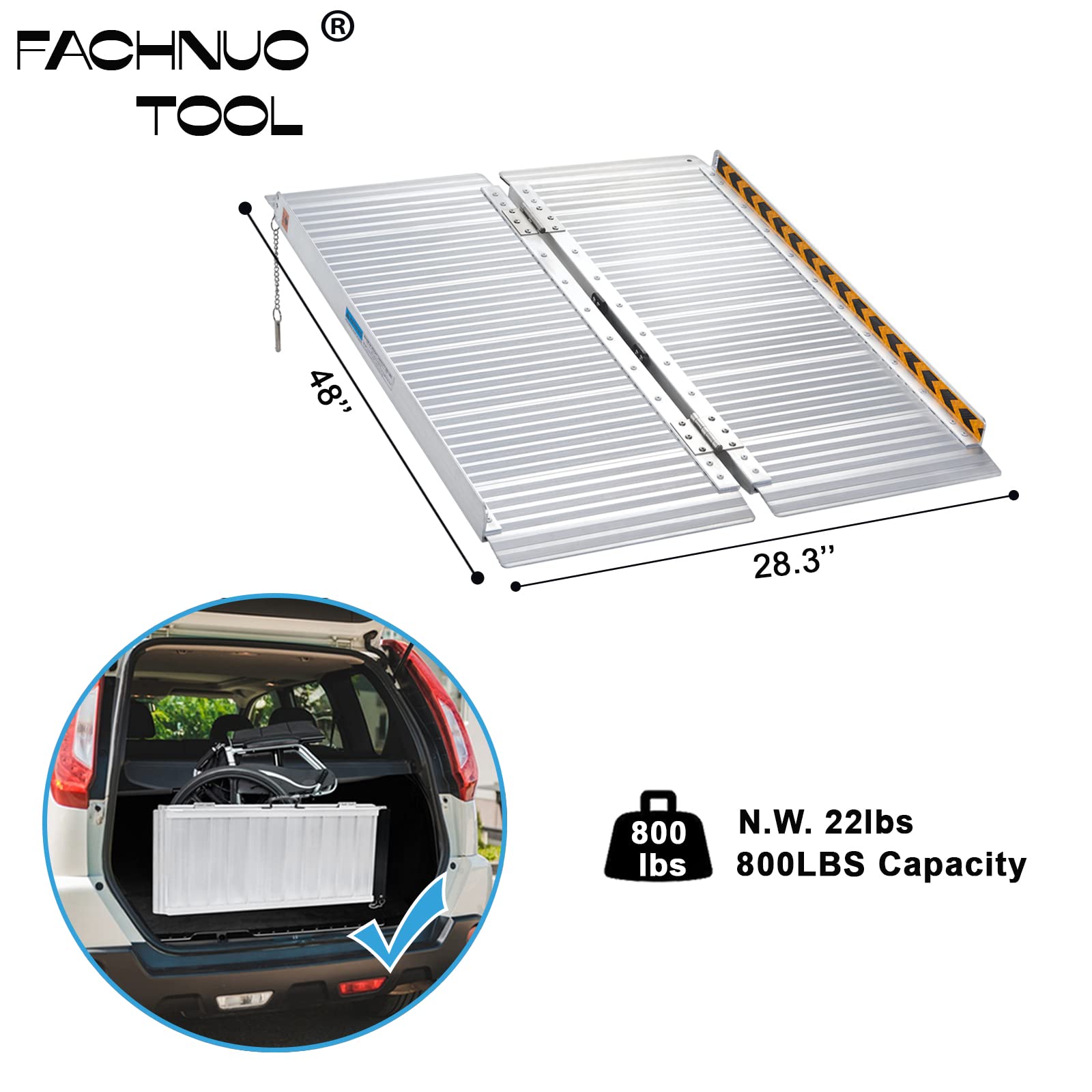 FACHNUO TOOL Wheelchair Ramp 4ft Portable Non-Skid Threshold Ramp 28.3 ...