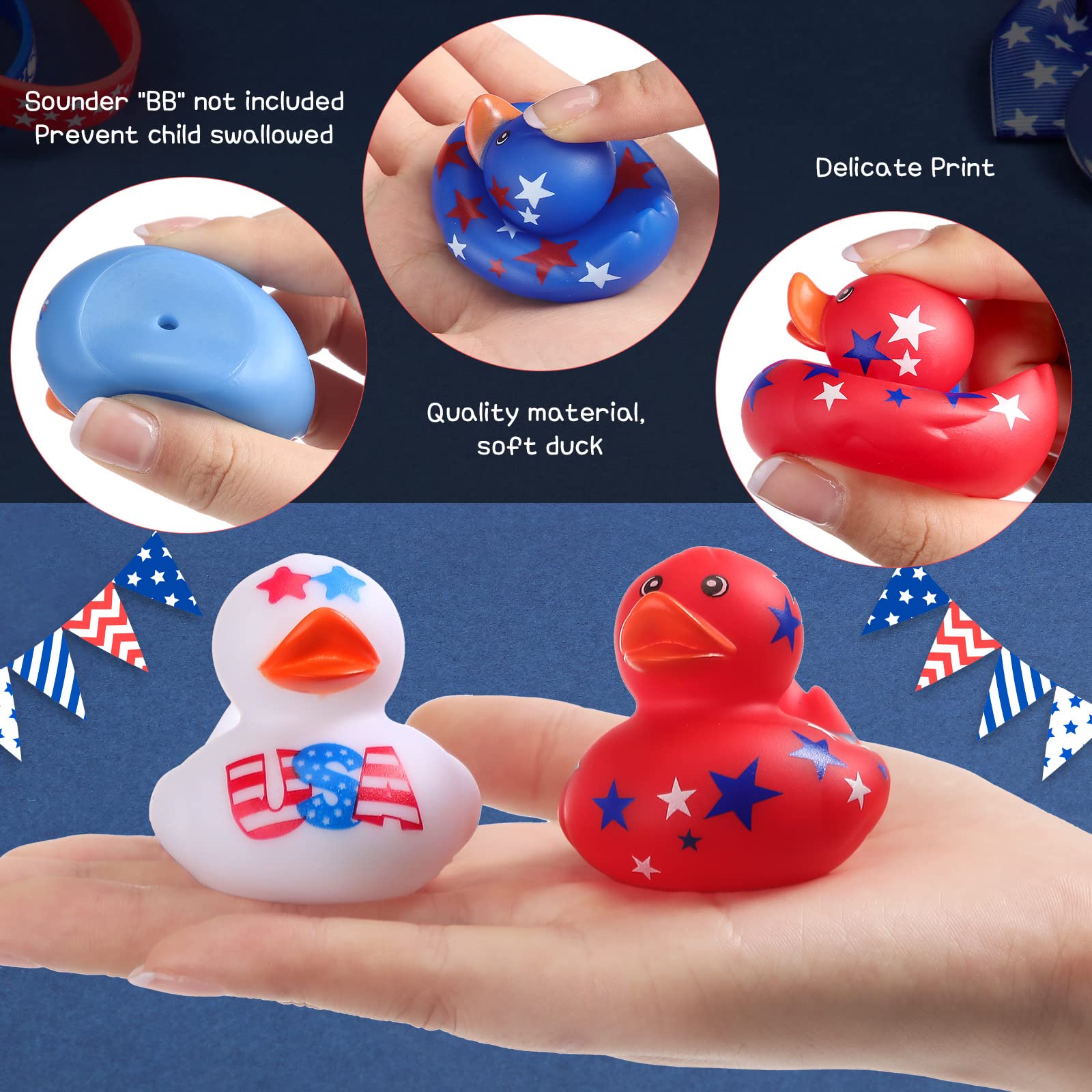 Snapklik.com : Jerify 72 Pcs 2 Inch Patriotic Rubber Ducks Summer Small ...