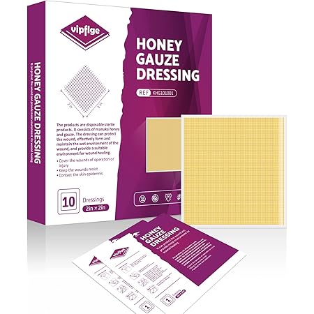 Amazon.com: Dr. Med Manuka Honey Gauze Dressing, 2" x 2" (10 PCS/Box) Honey Medical Bandage ...