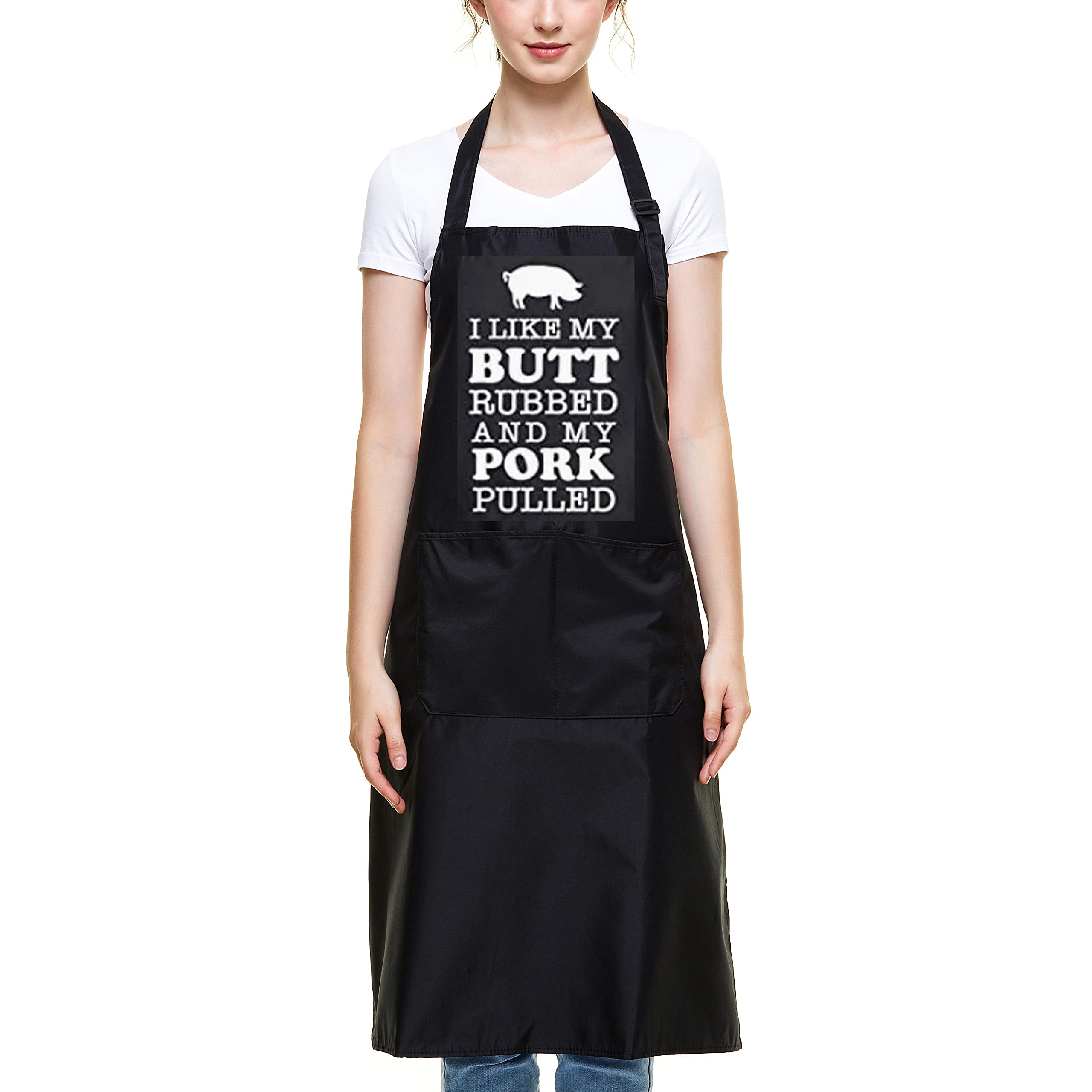Ihopes Men's Fun BBQ Apron - I Love BBQ Chef Apron with 2 Pockets and ...