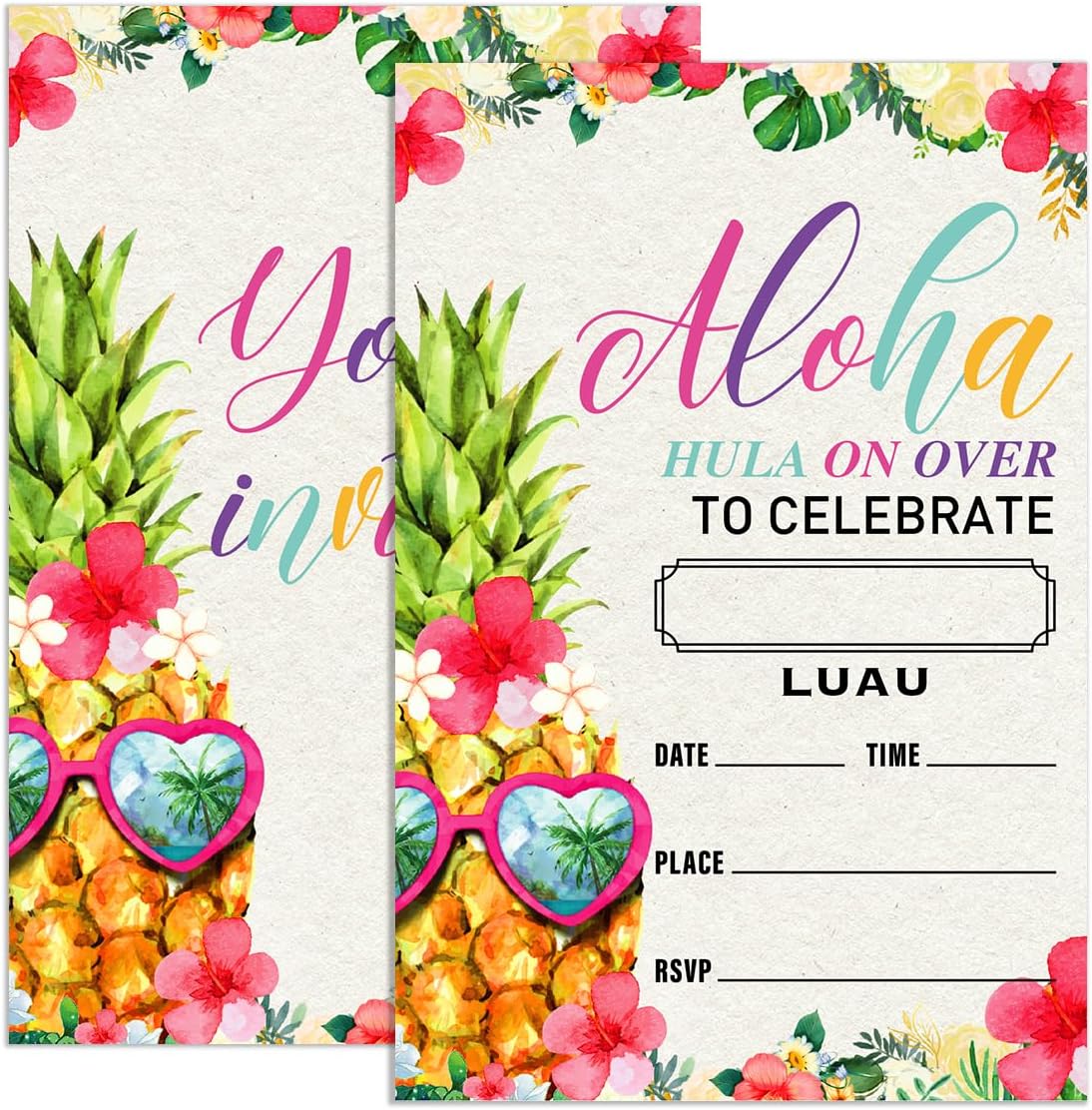 Amazon.com : UDNADKEX Birthday Invitations Luau Party for Girl with ...