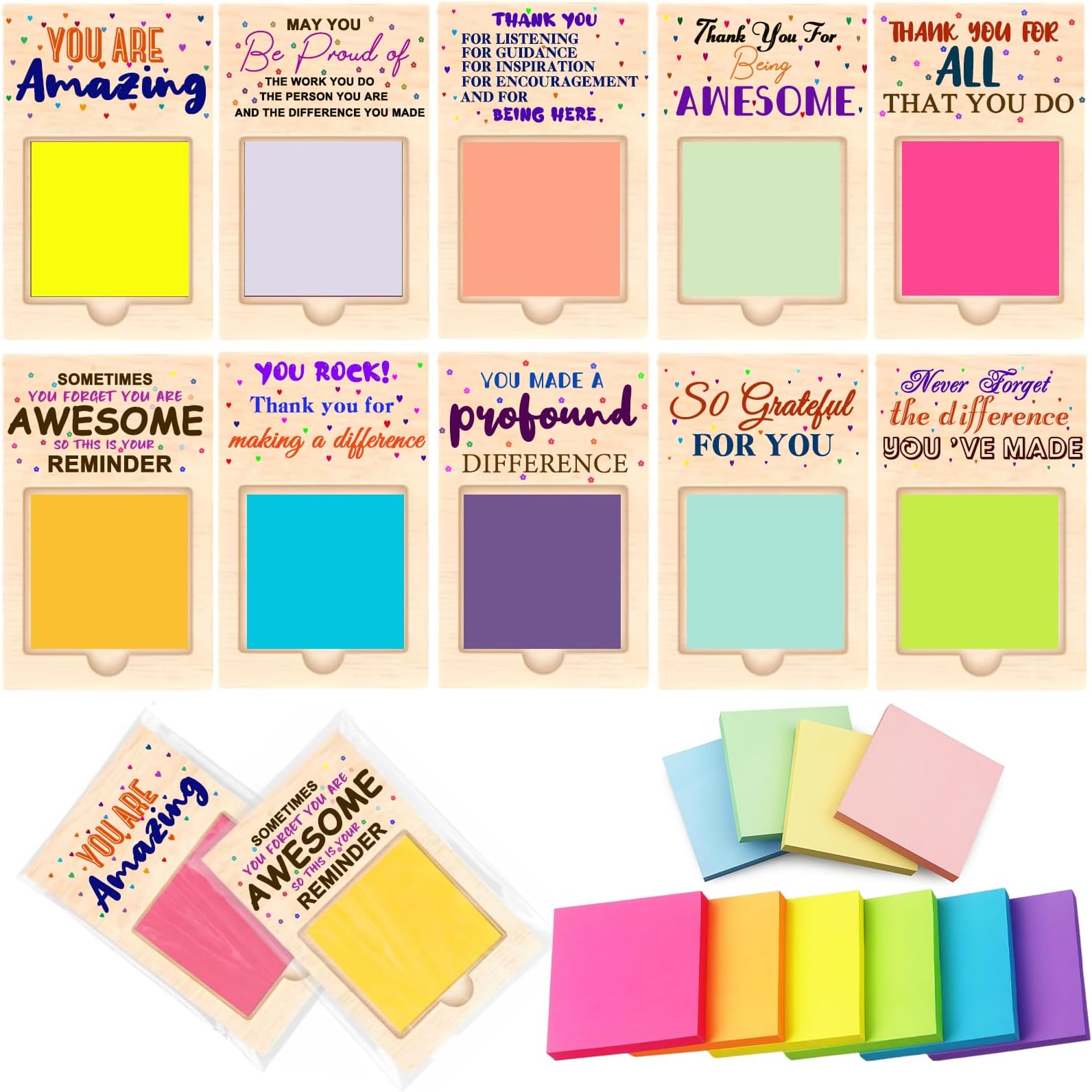 10 Set Employee Appreciation Gifts Inspirational Sticky Notes Pad ...