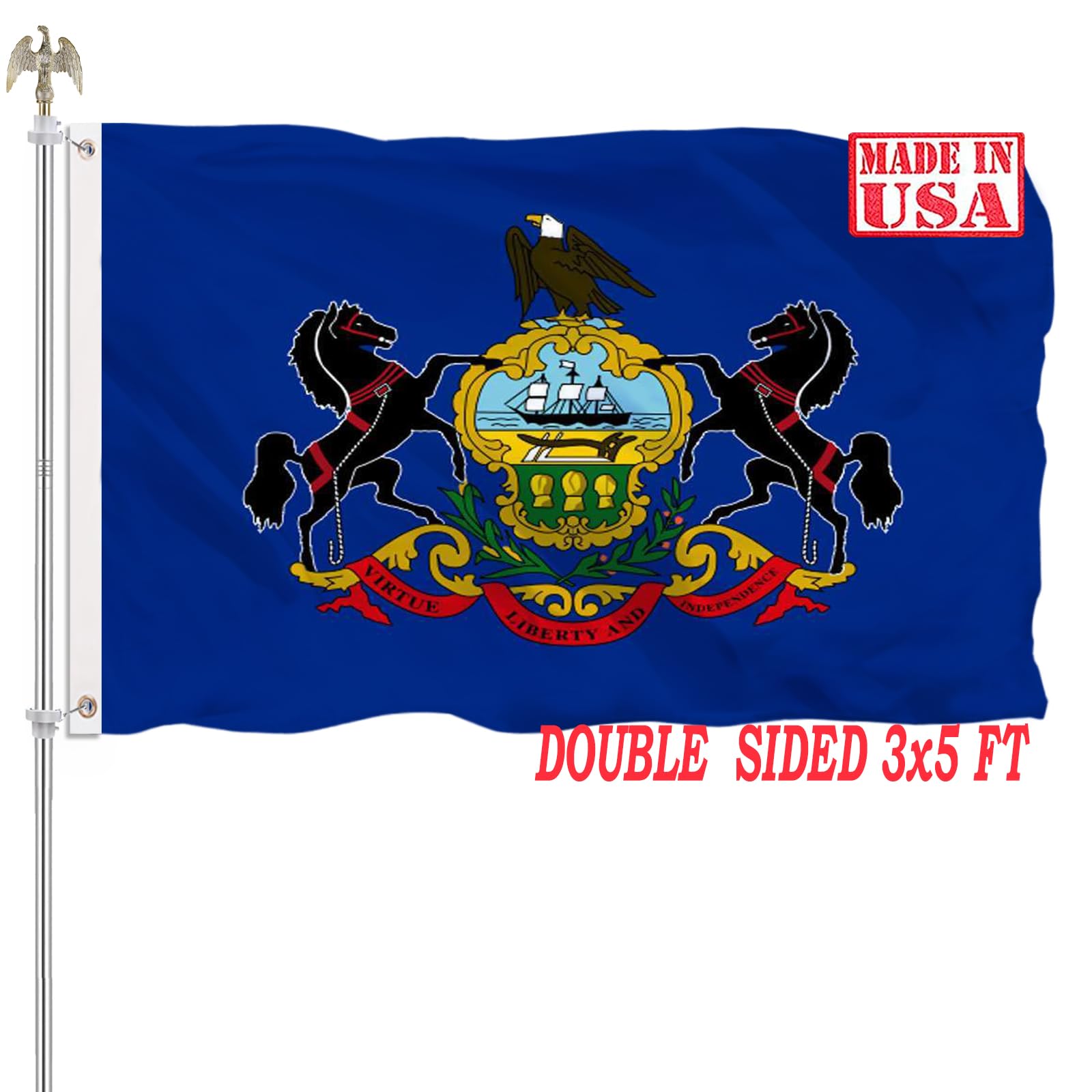 Amazon.com : Pennsylvania State Flag 3x5 Outdoor Double Sided ...