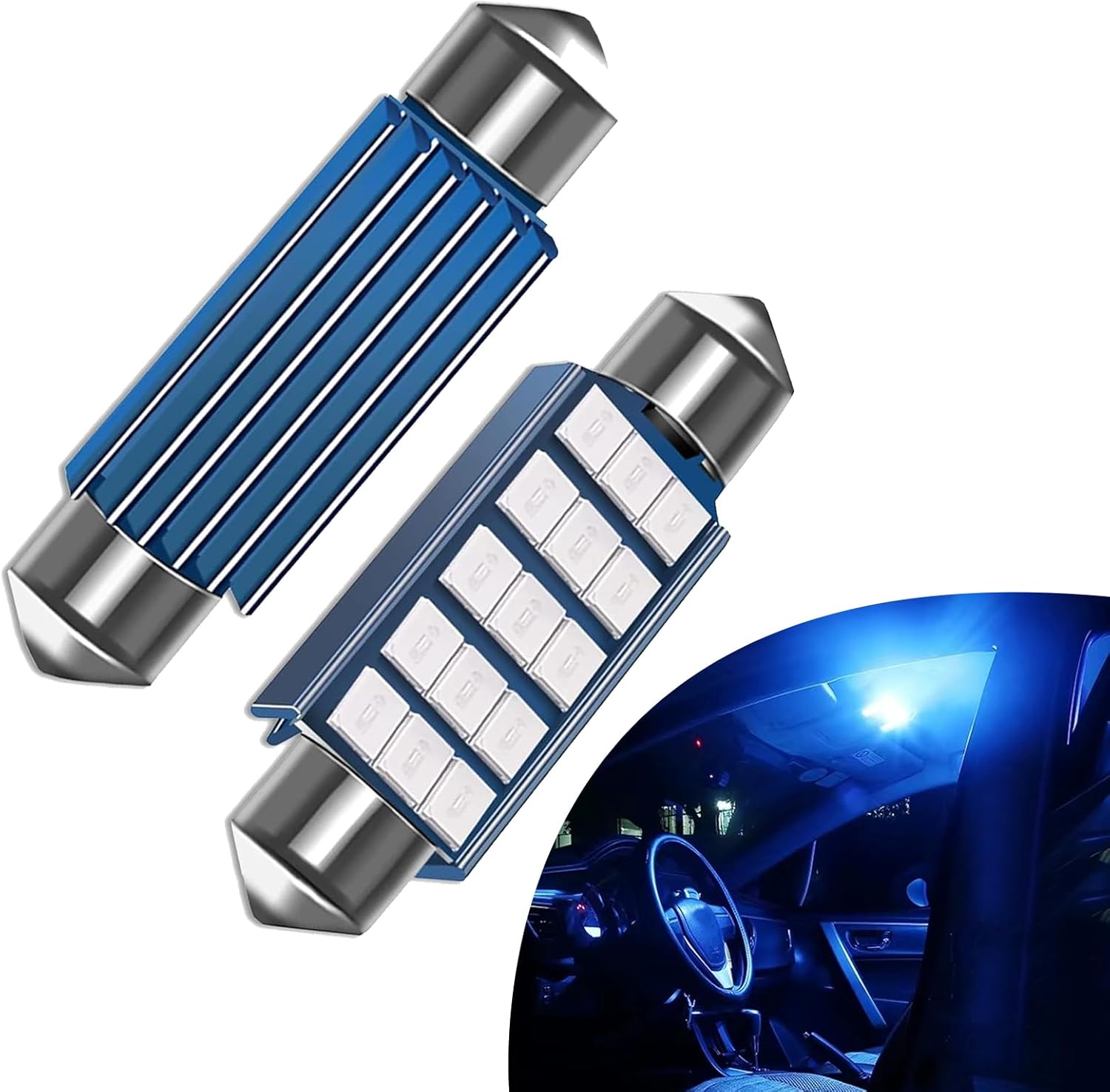 Amazon.com: Sinytuto 2 PCS Car 42mm LED Extremely Bright Bulbs, 6500K ...