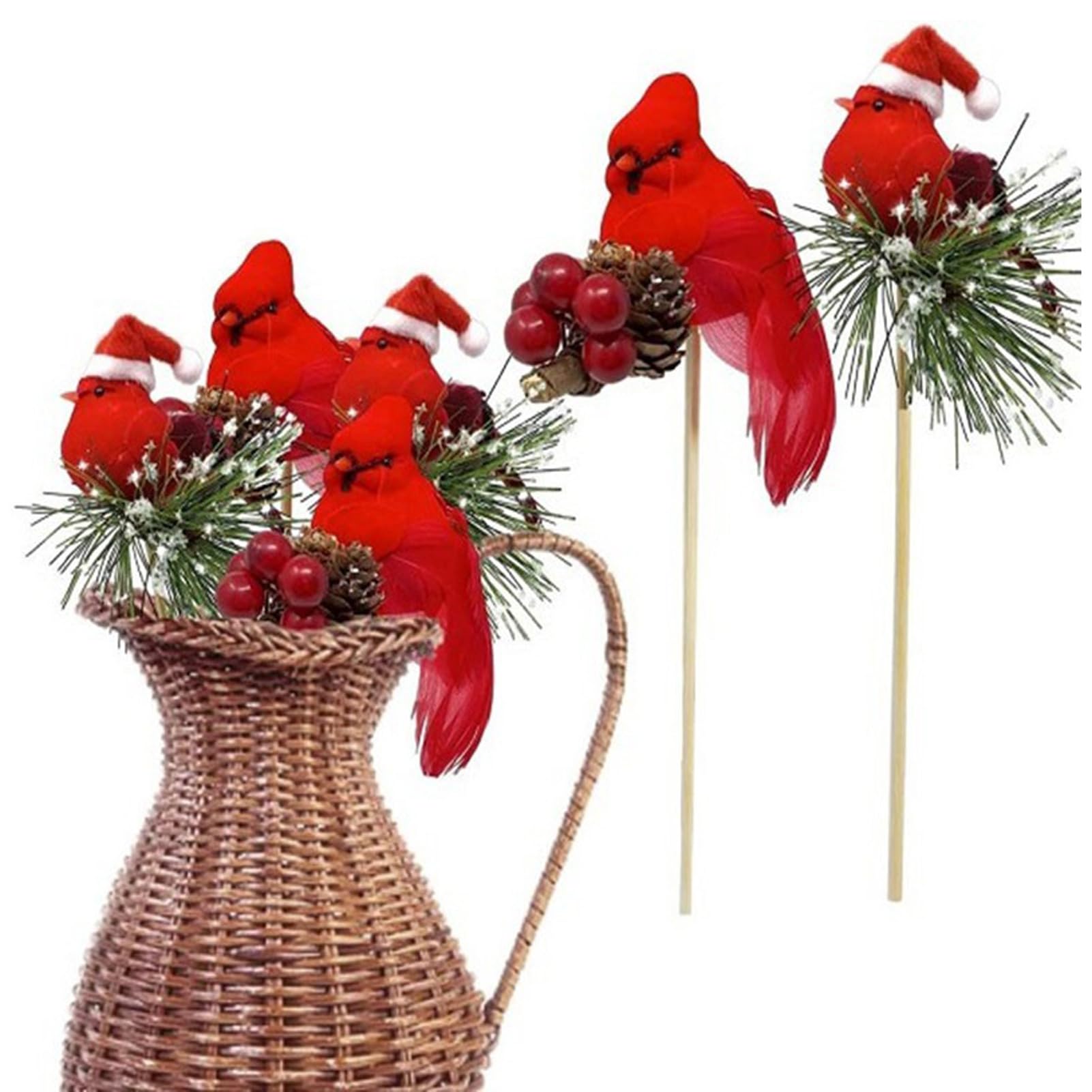 Amazon.com: 4Pcs Christmas Red Bird Decorations Artificial Red Cardinal ...